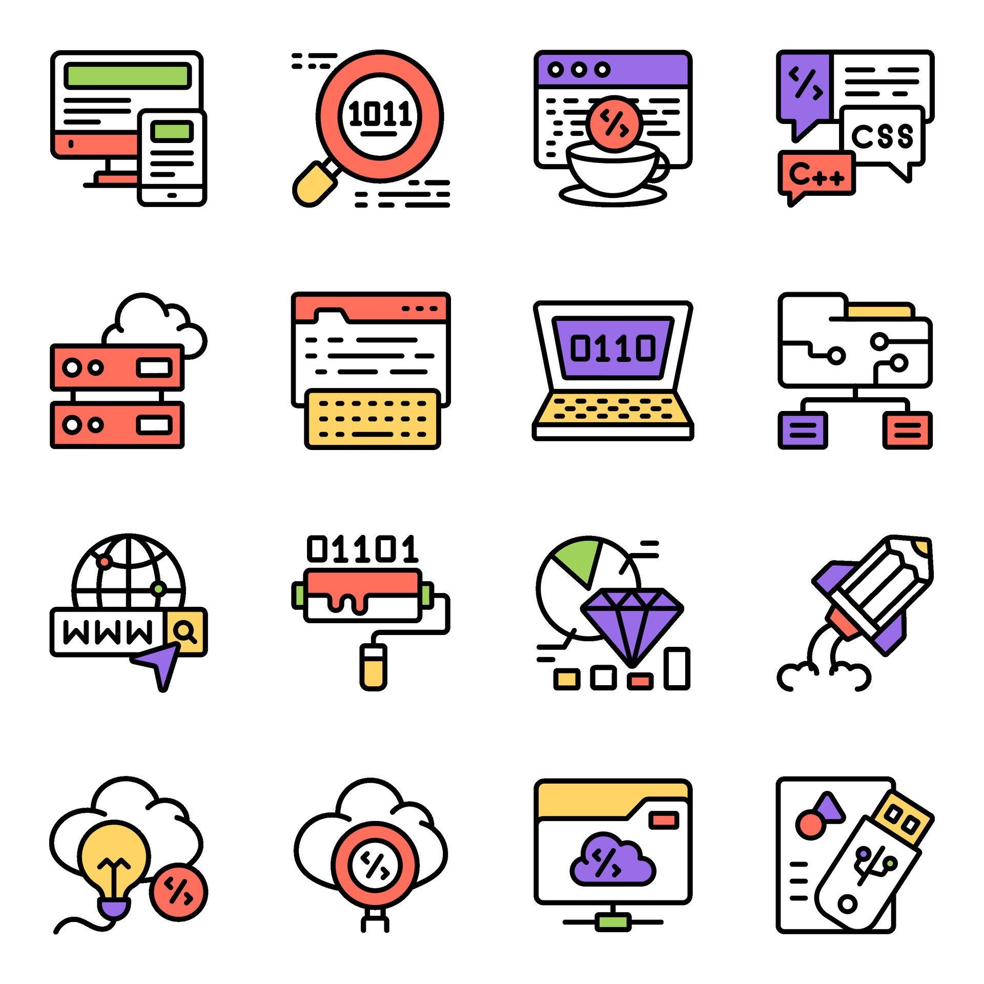 Set of Graphic and Art Flat Icons 46373503 Vector Art at Vecteezy