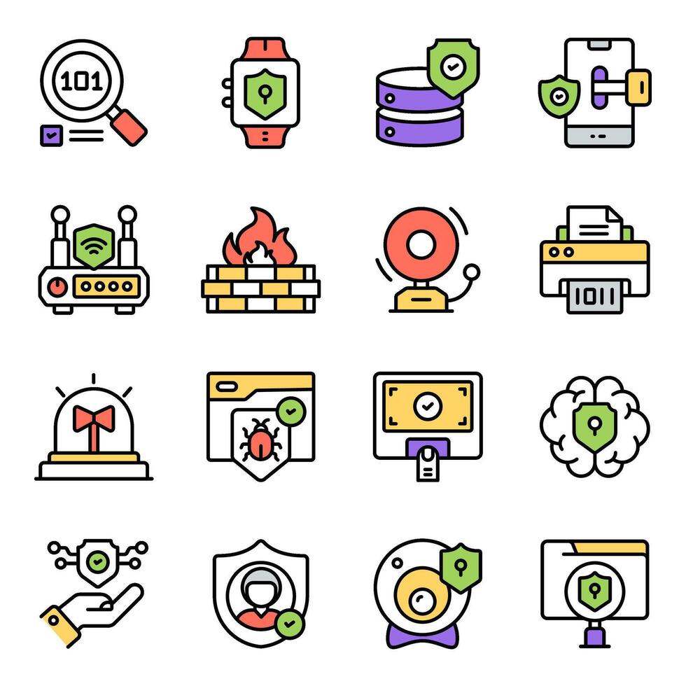 Pack Of Cybercrime And Cyber Security Flat Icon 46373514 Vector Art At