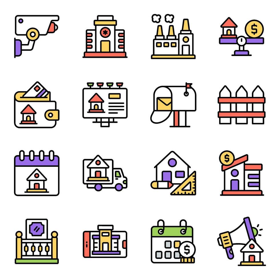 Set of Architecture Flat Icons 46373526 Vector Art at Vecteezy