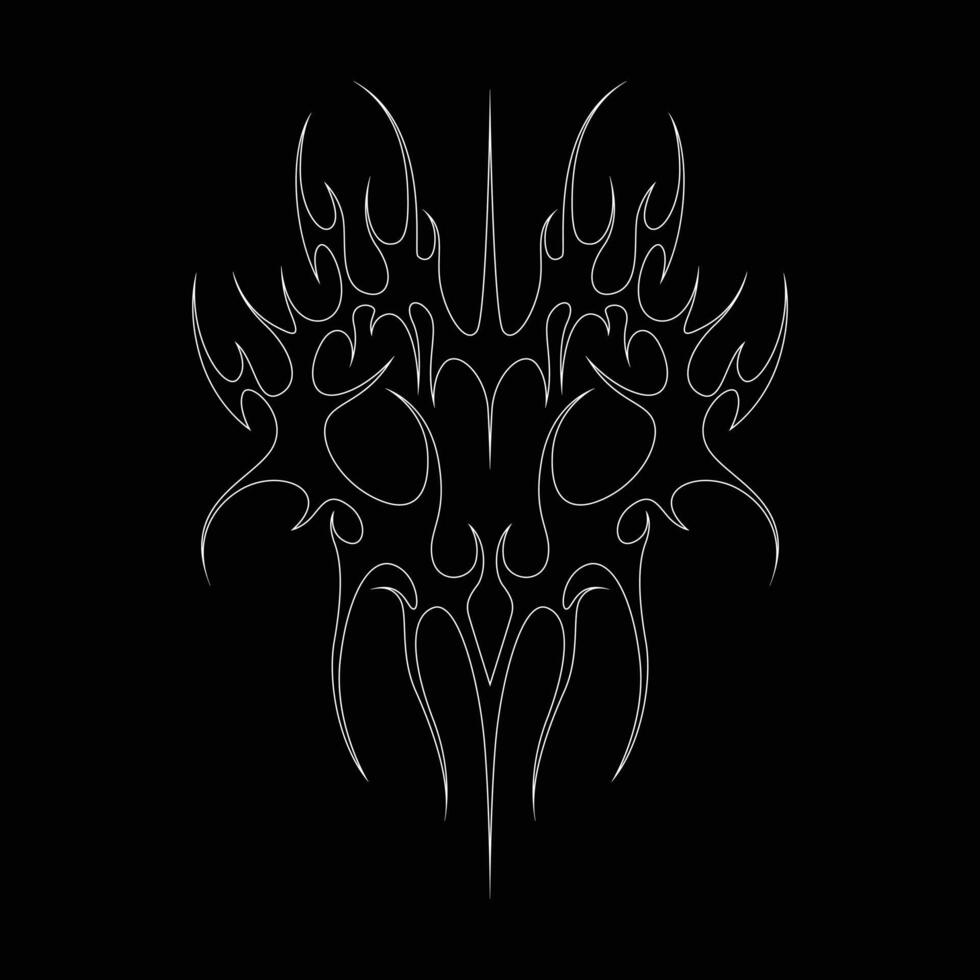 Neo Tribal Y2k Gothic Style Tattoo Cyber Sigilism Heart Design