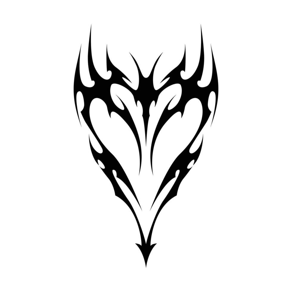 Neo Tribal Y2k Gothic Style Tattoo Cyber Sigilism Heart Design