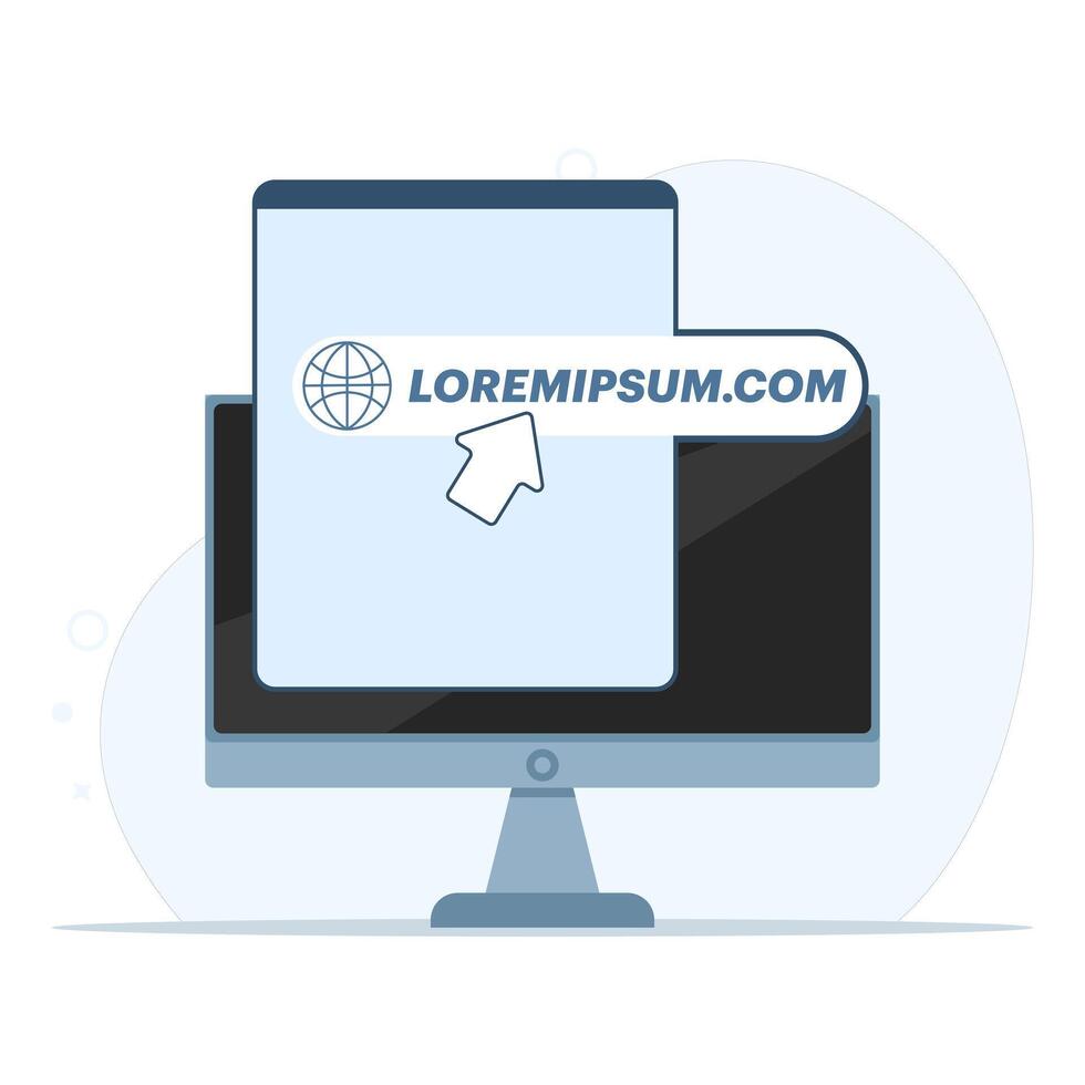 Concept of link button, website name, URL or address on your device screen, navigation bar ...