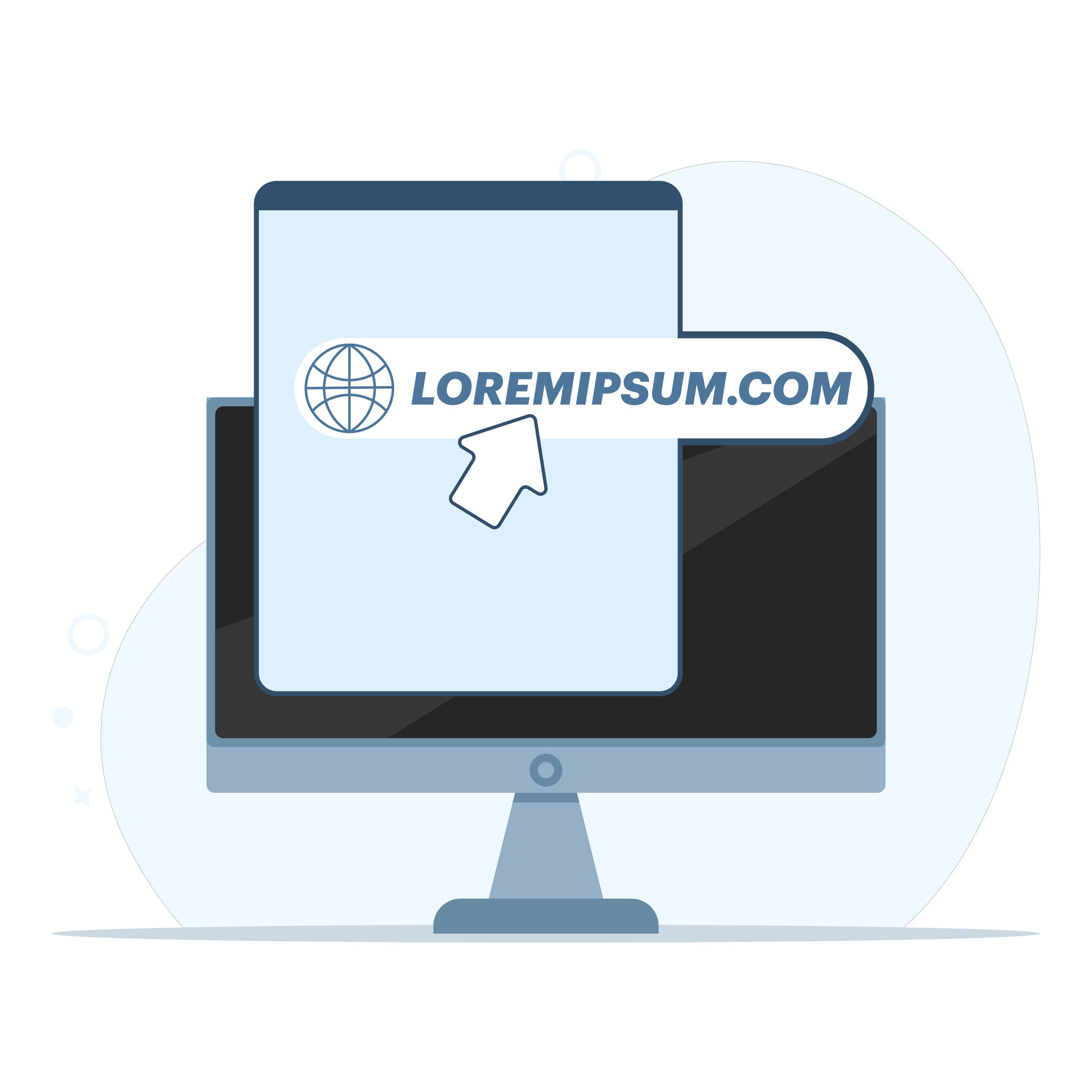 Concept of link button, website name, URL or address on your device screen, navigation bar ...