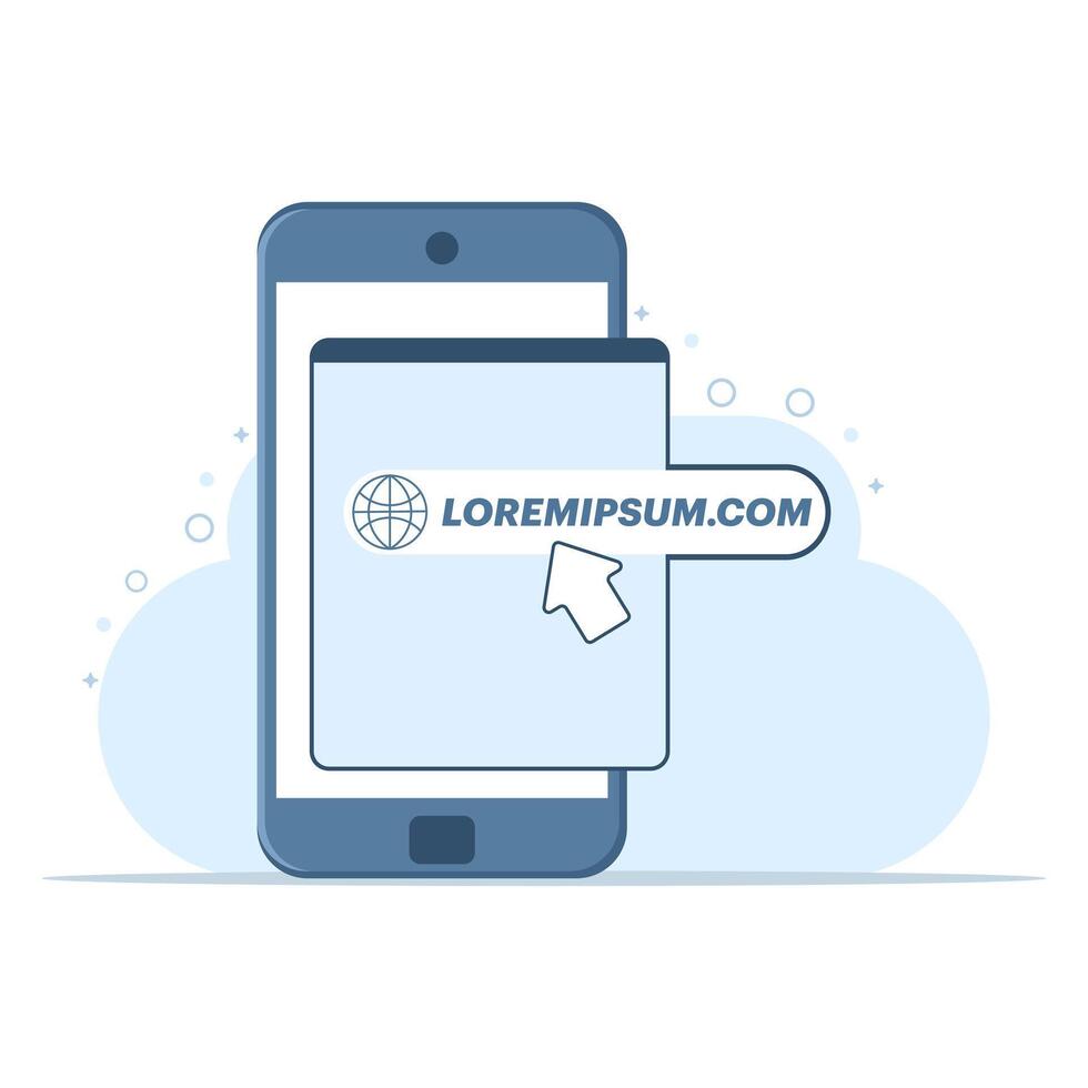 Concept of link button, website name, URL or address on your device screen, navigation bar ...