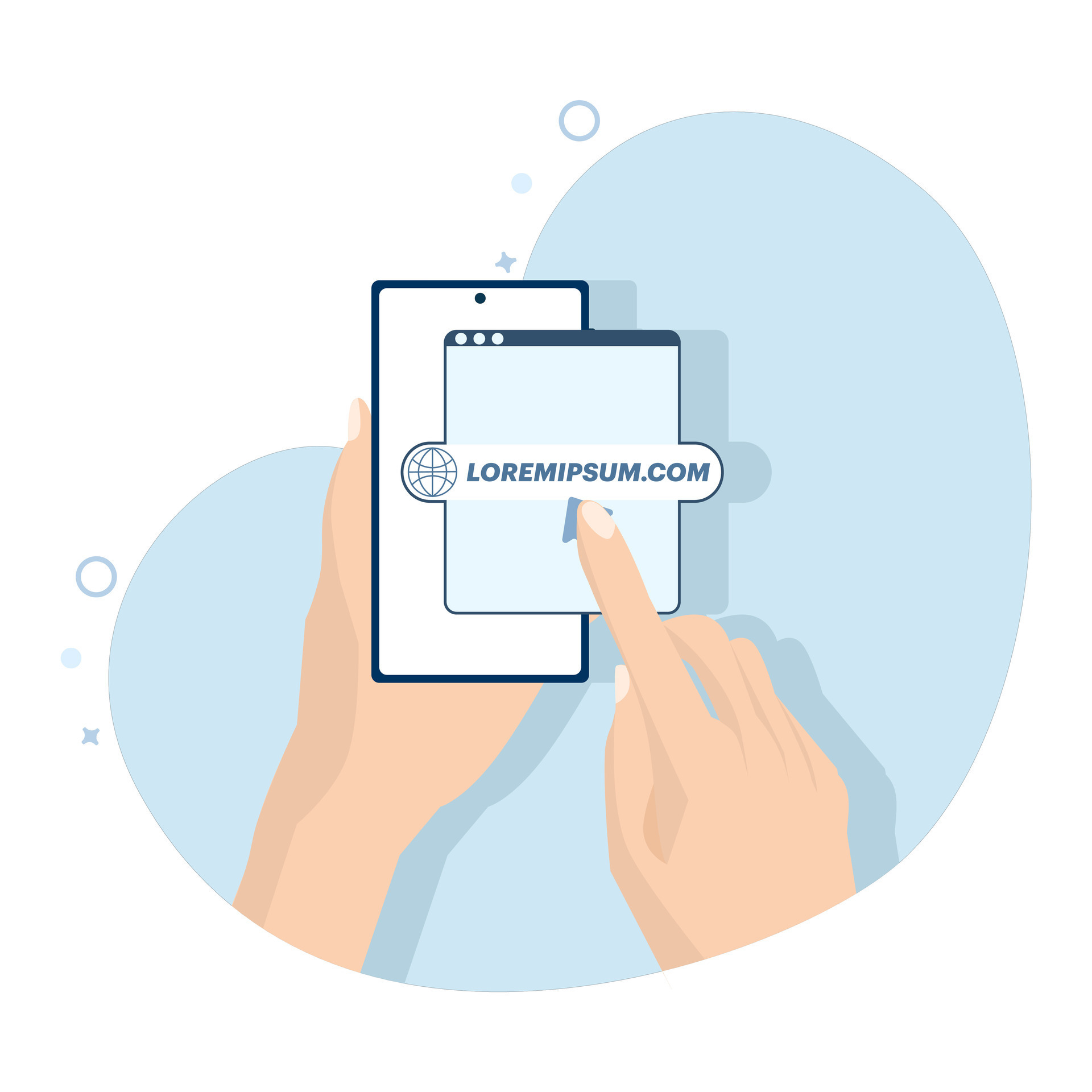 Concept of link button, website name, URL or address on your device screen, navigation bar ...