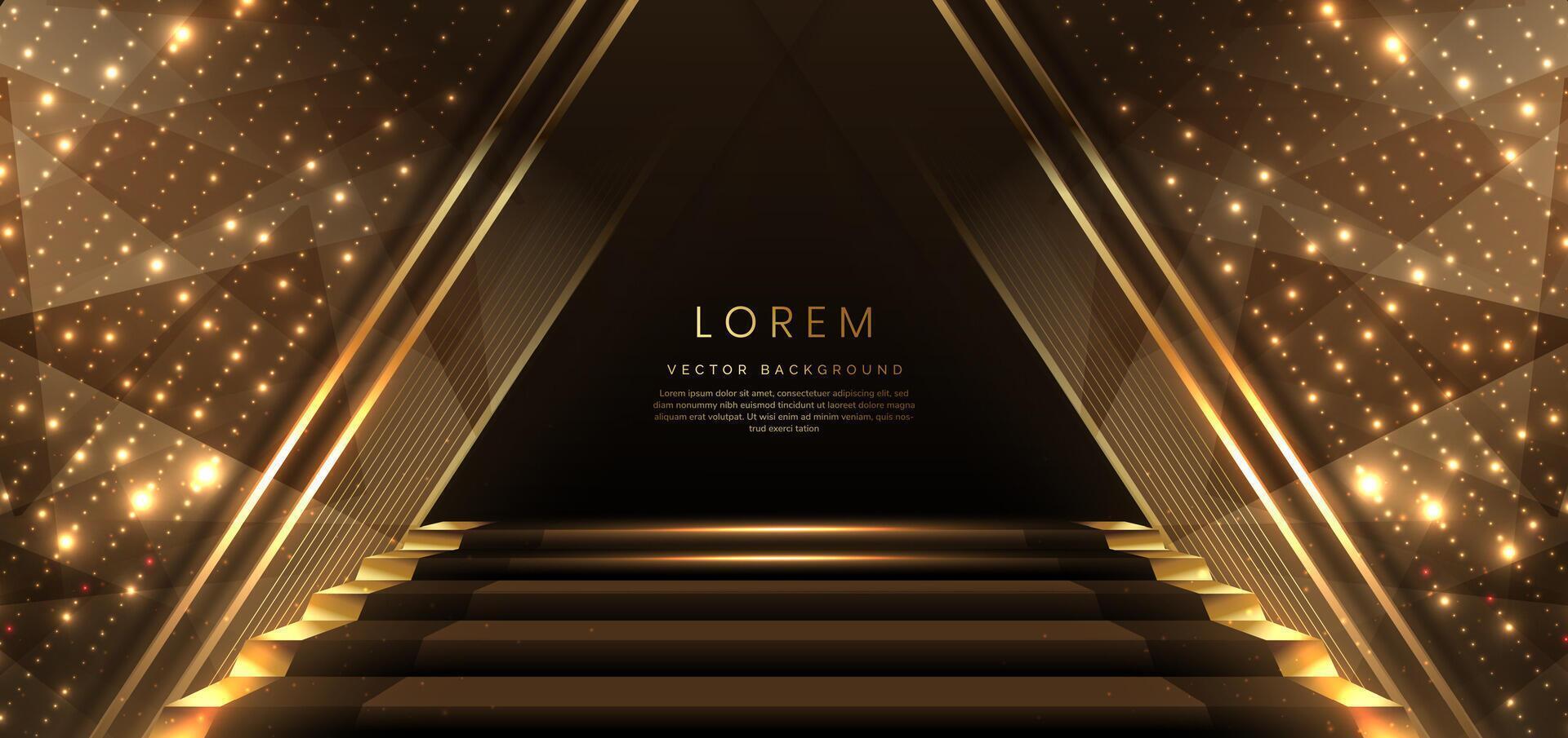 Elegant golden scene dot diagonal glowing with lighting effect sparkle on black background ...