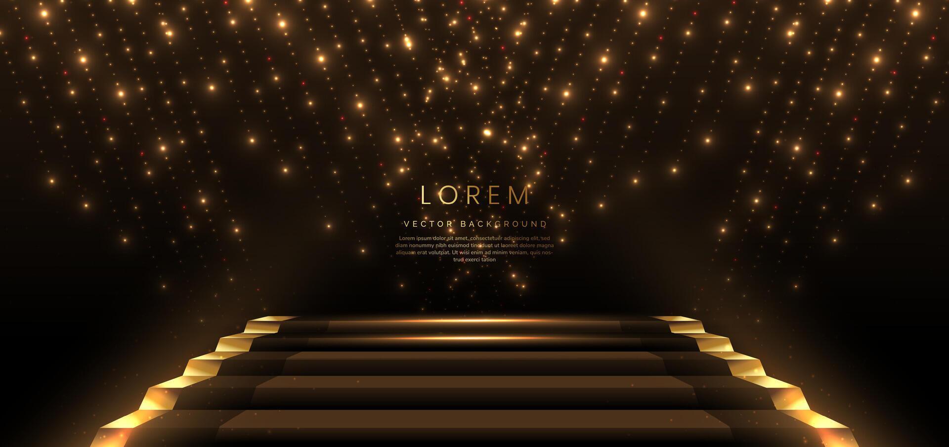 Elegant golden scene dot diagonal glowing with lighting effect sparkle on black background ...