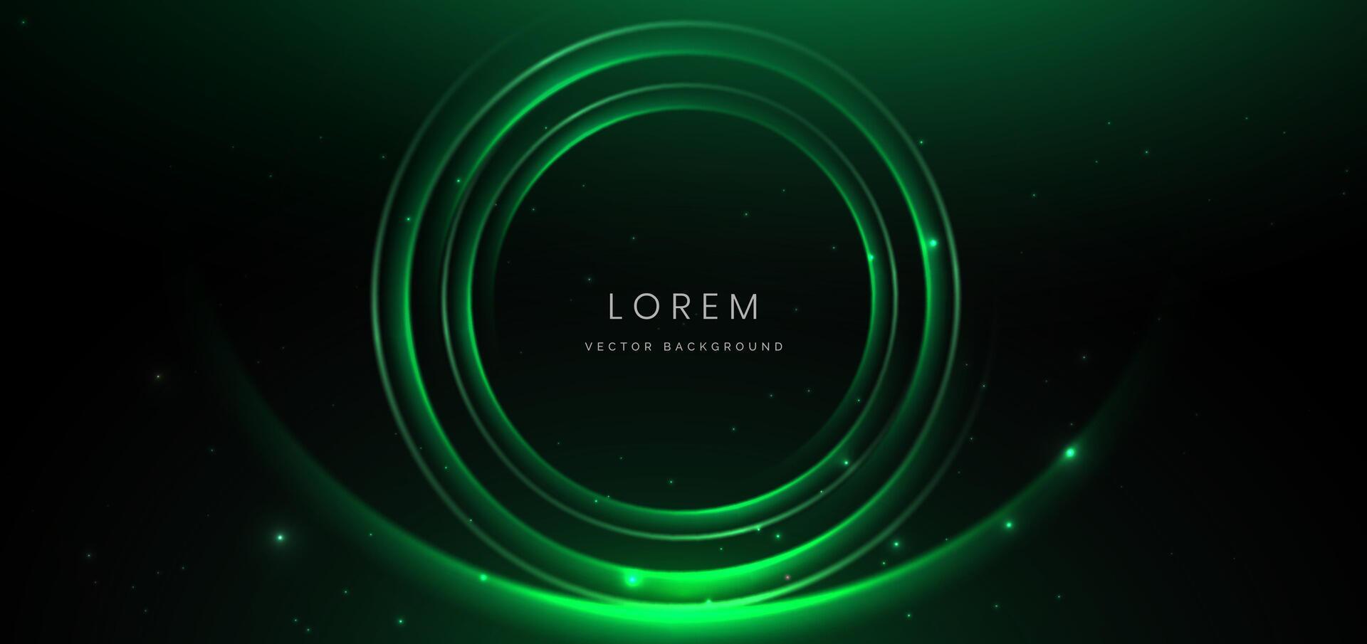 Abstract technology futuristic neon circle glowing green light lines with speed motion blur ...