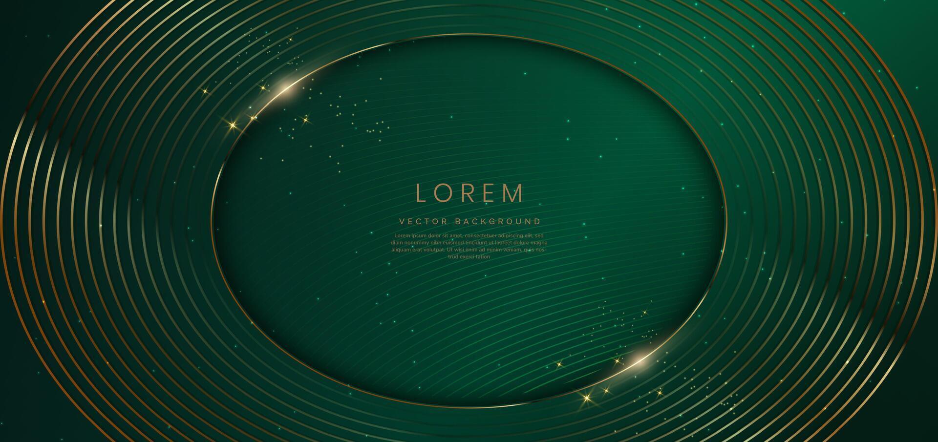 Abstract luxury green background with circles golden and lighting effect. 46386499 Vector Art at ...