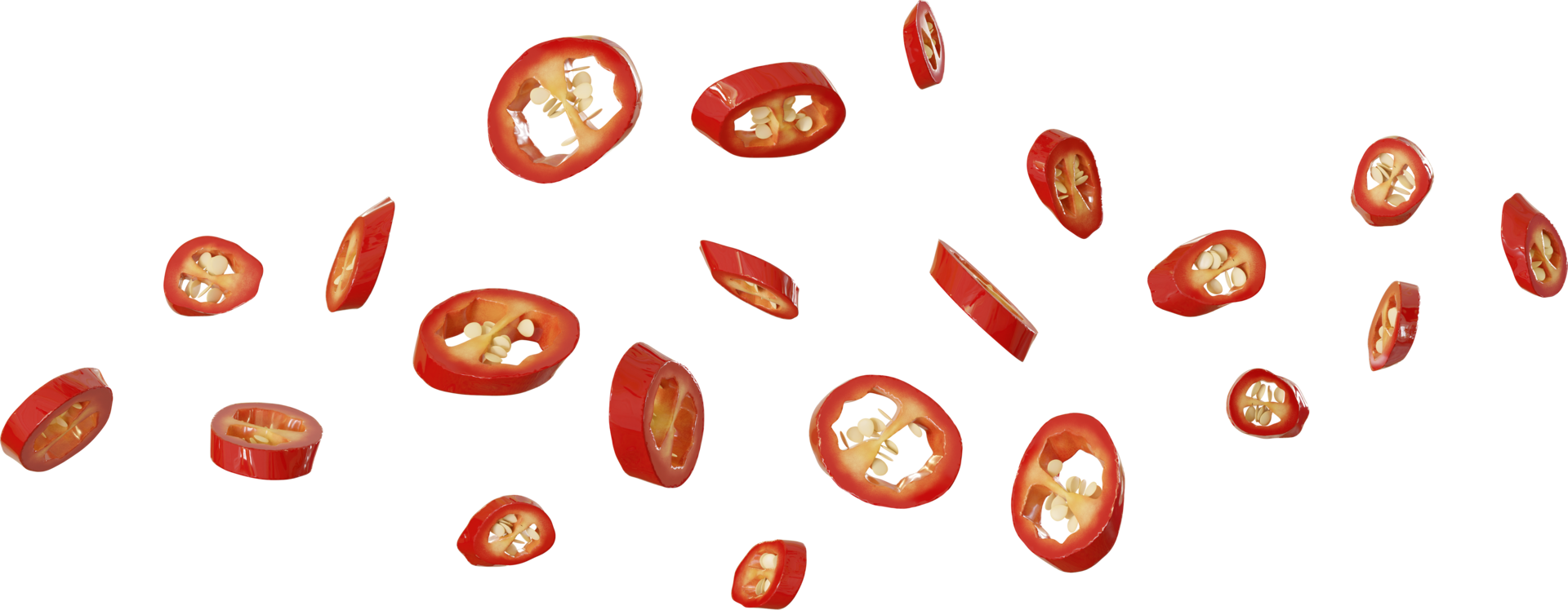 Falling Red Chilli Slices 46390831 Png