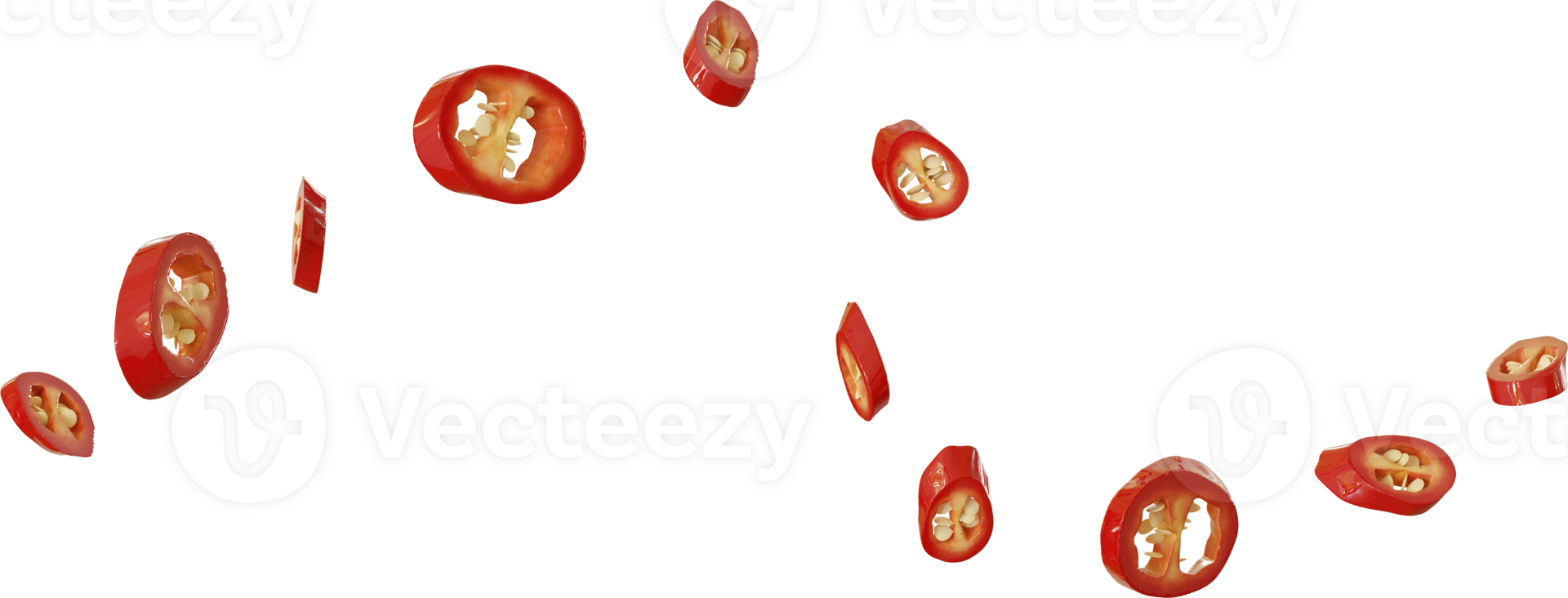 Falling Red Chilli Slices 46390836 Png