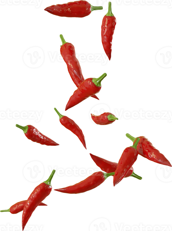 Falling Red Chilli 46390911 Png
