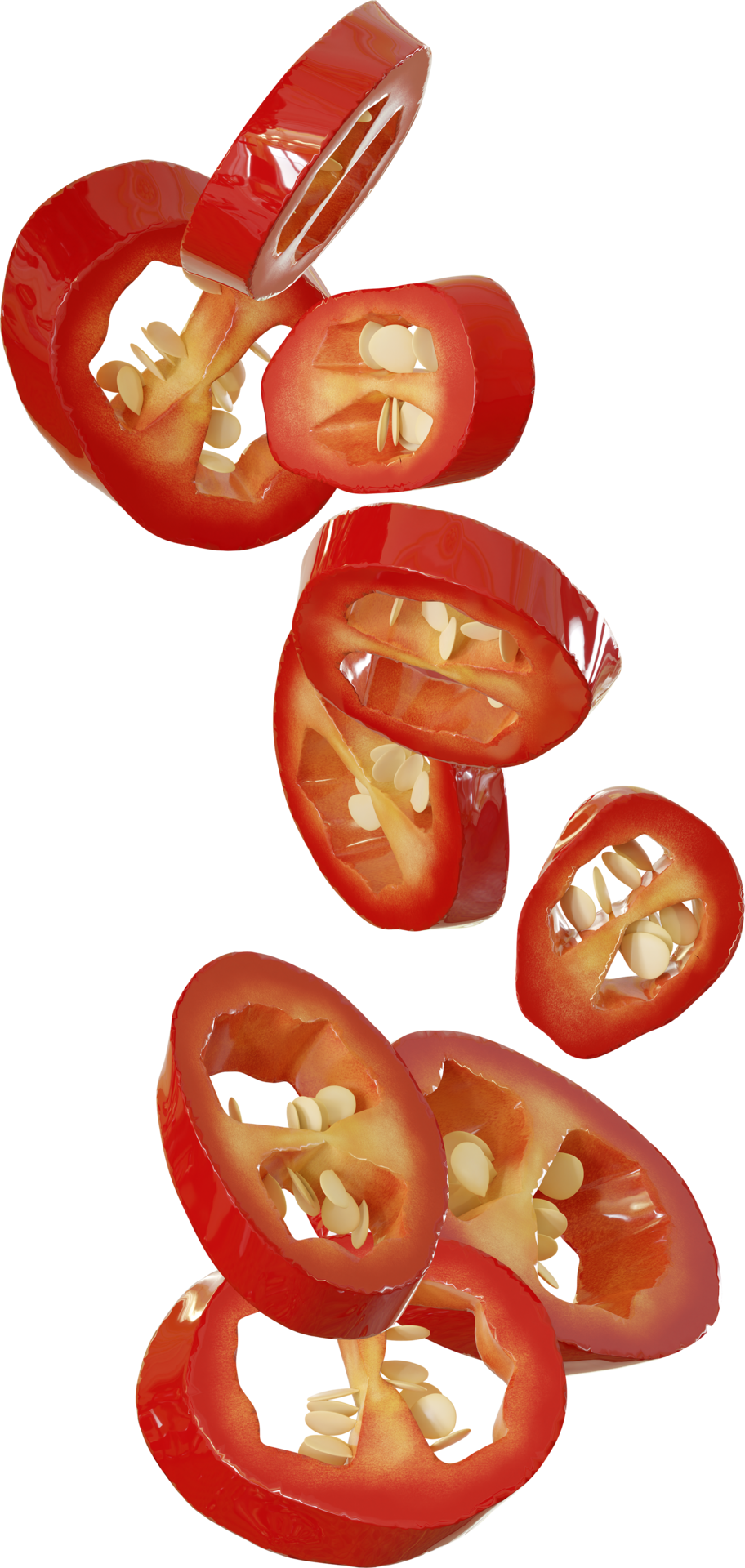 Falling Red Chilli Slices 46391257 Png