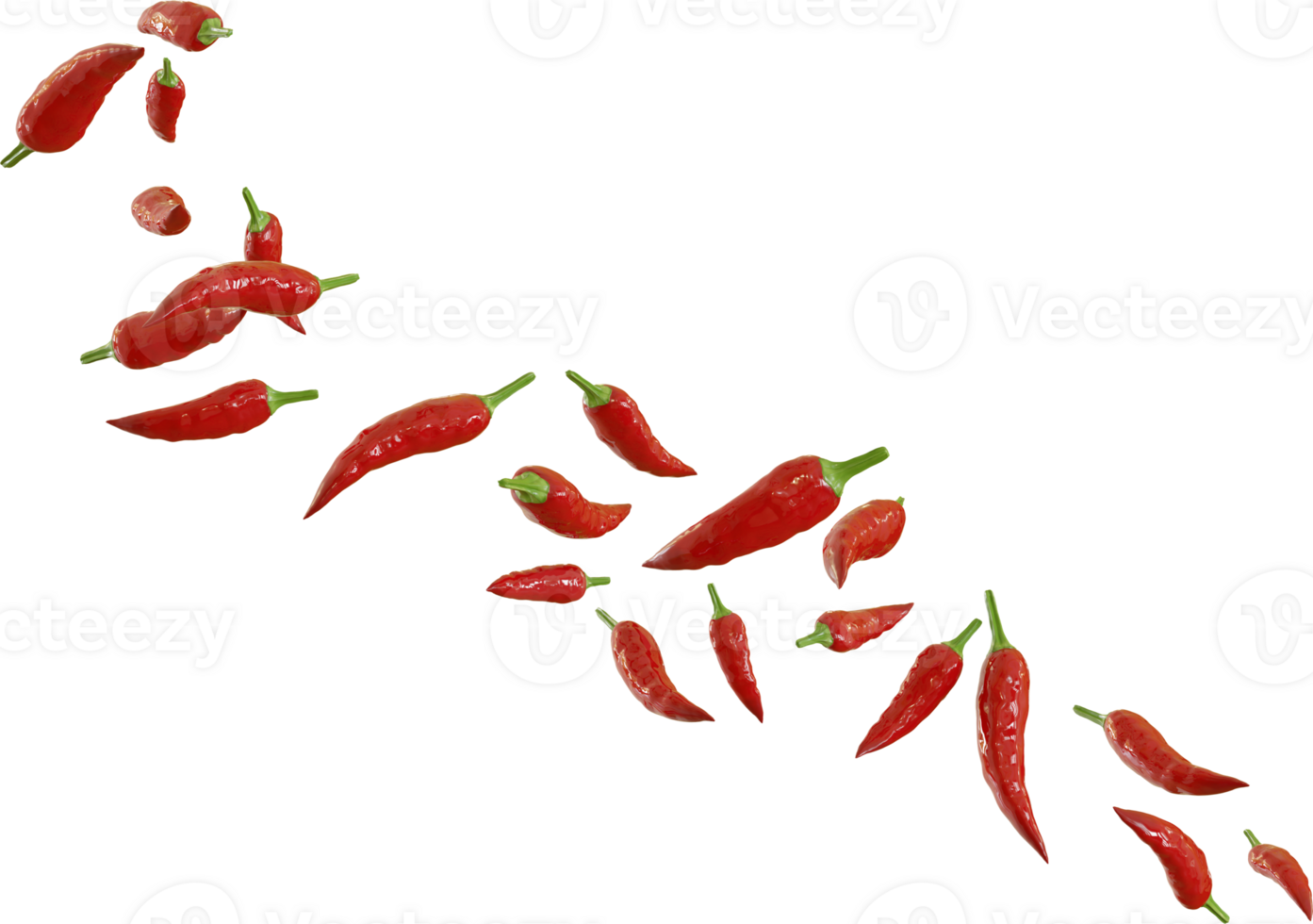 Falling Red Chilli 46391260 Png