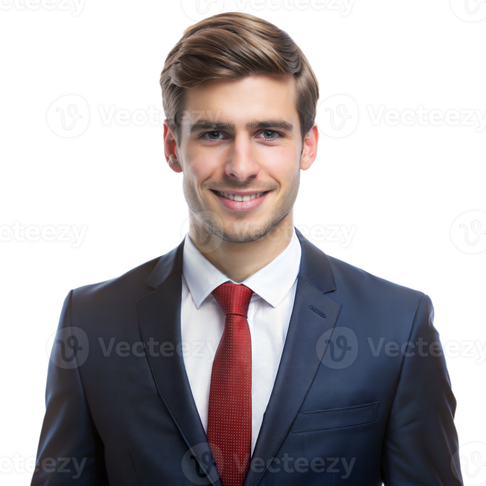 Smiling Businessman Wearing Blue Suit And Red Tie 46395687 Png