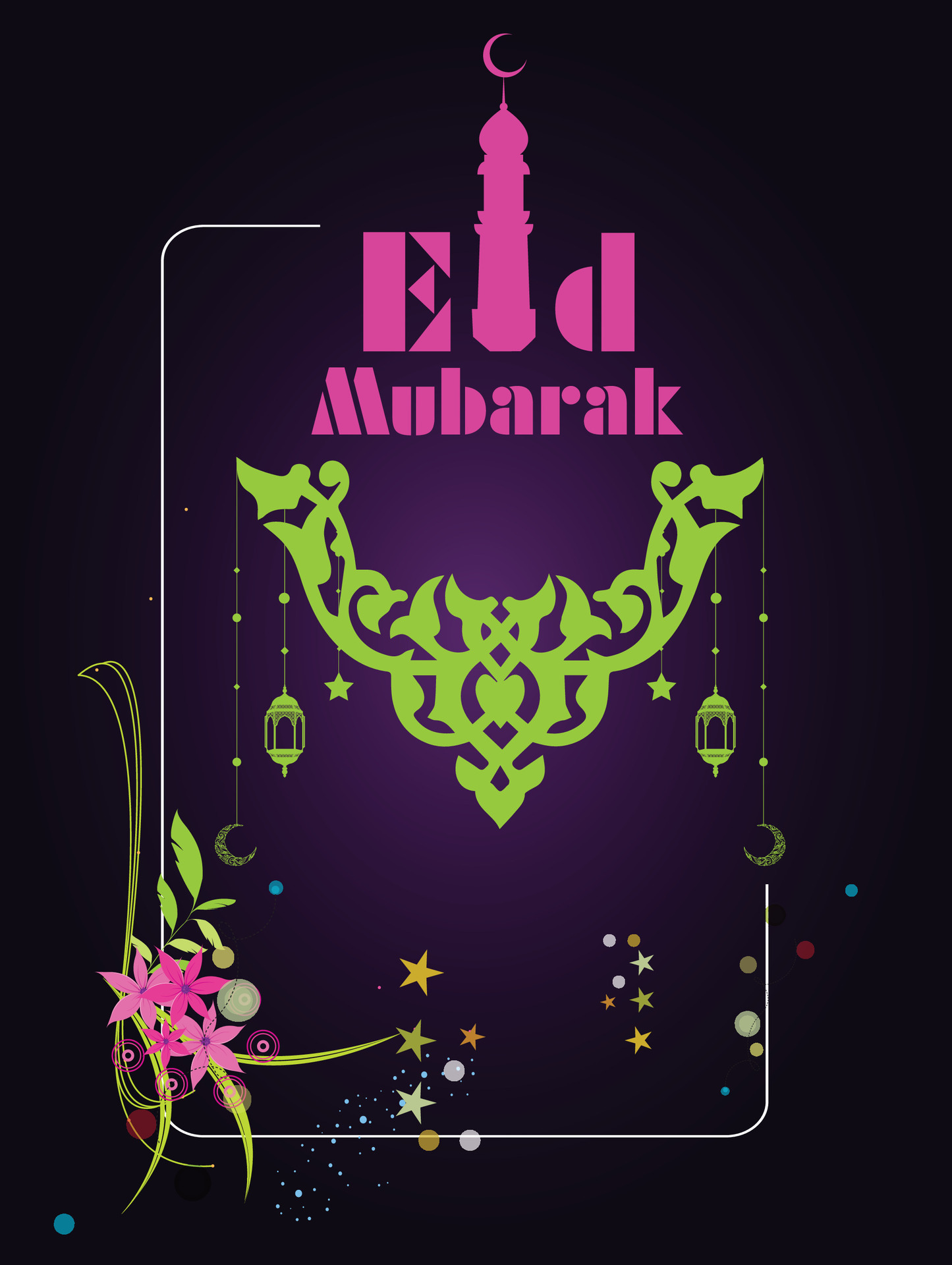 vistoso eid tarjeta diseño, flores eid Mubarak celebracion, eid tarjeta modelo 46396742 Vector ...