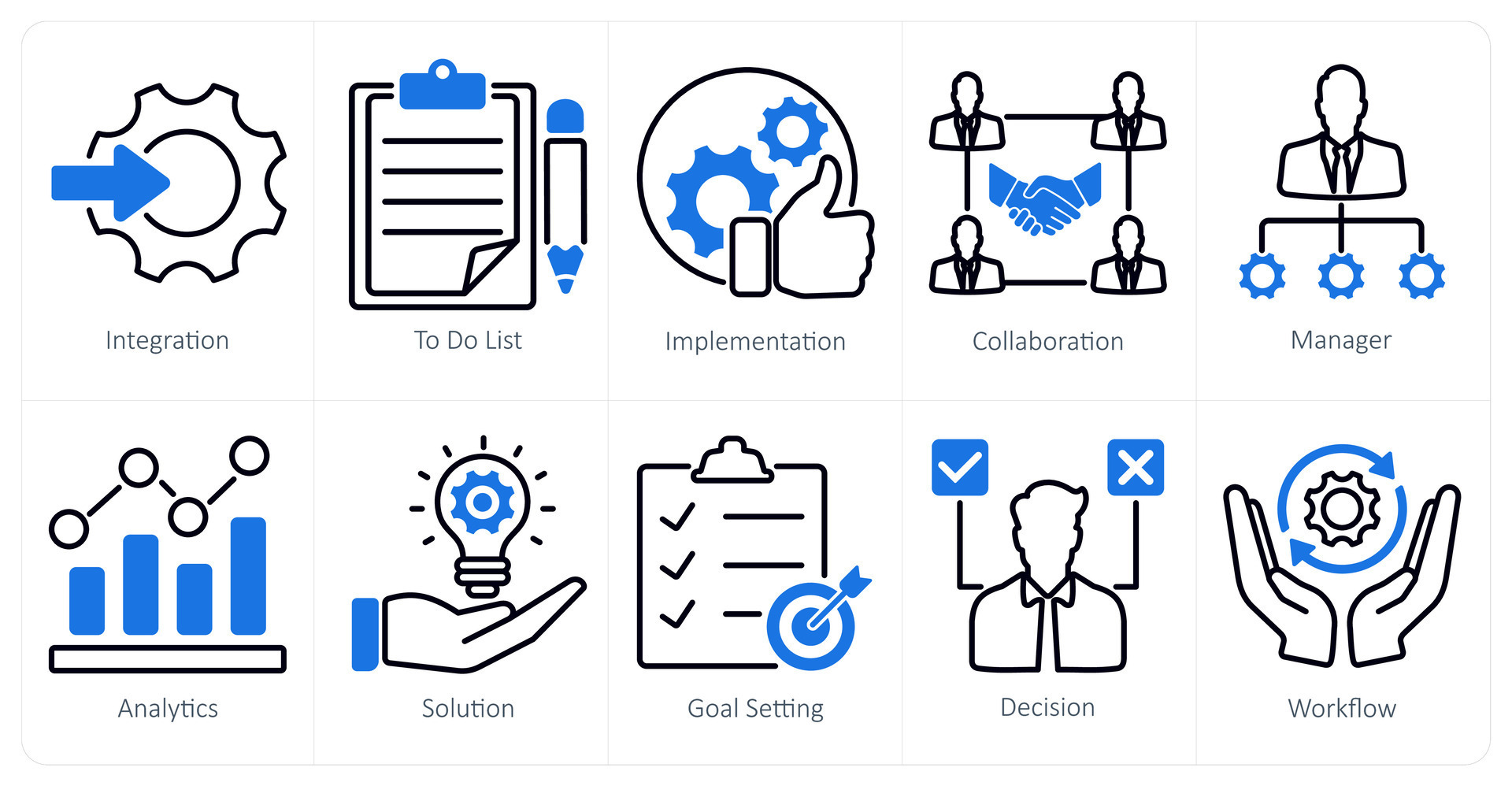 A set of 10 project management icons as integration, to do list ...