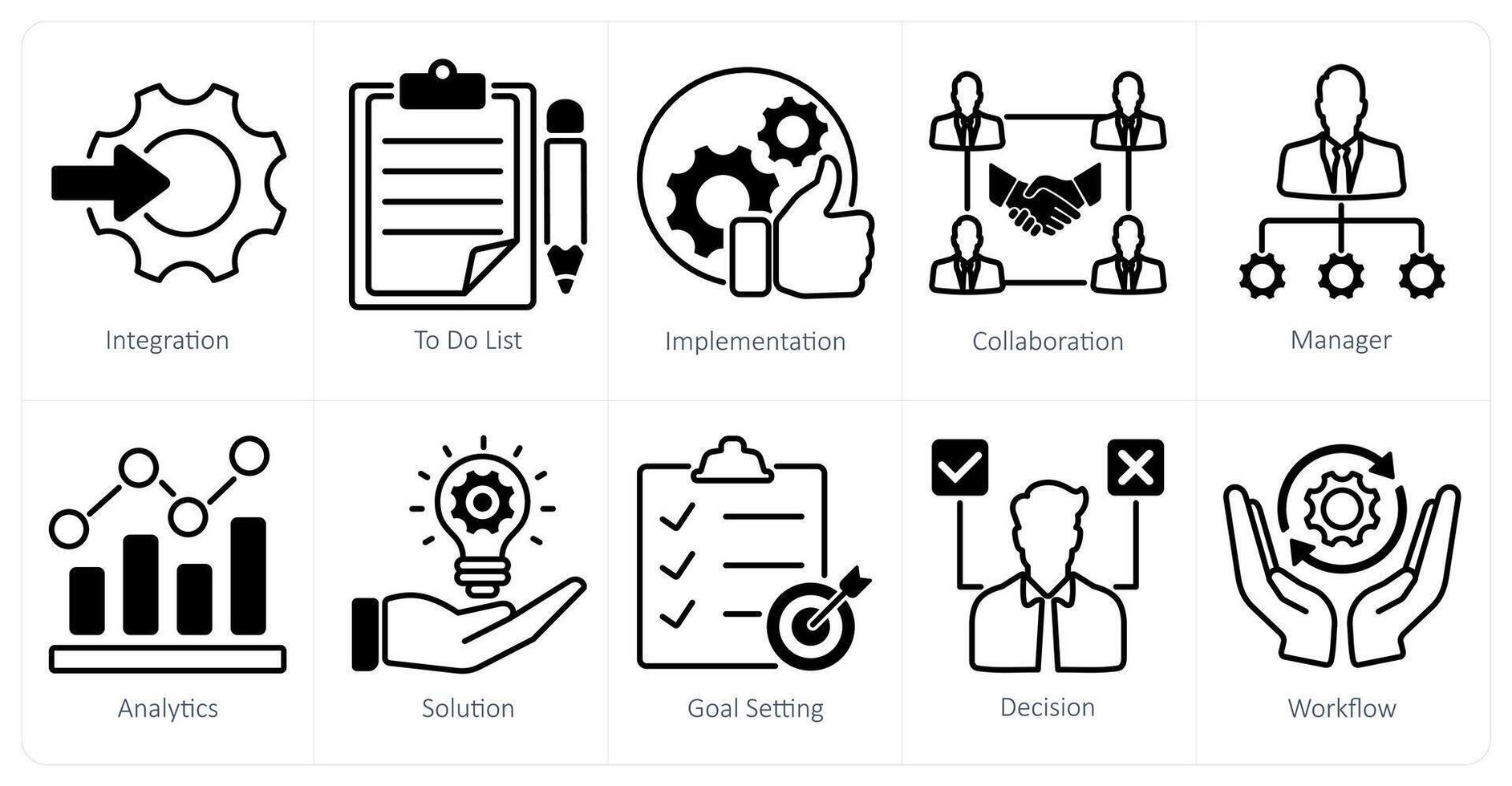 A set of 10 project management icons as integration, to do list ...