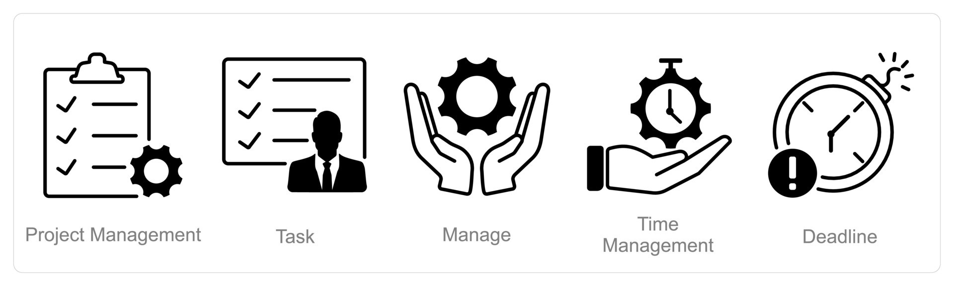 A set of 5 Project Management icons as project management, task, manage ...