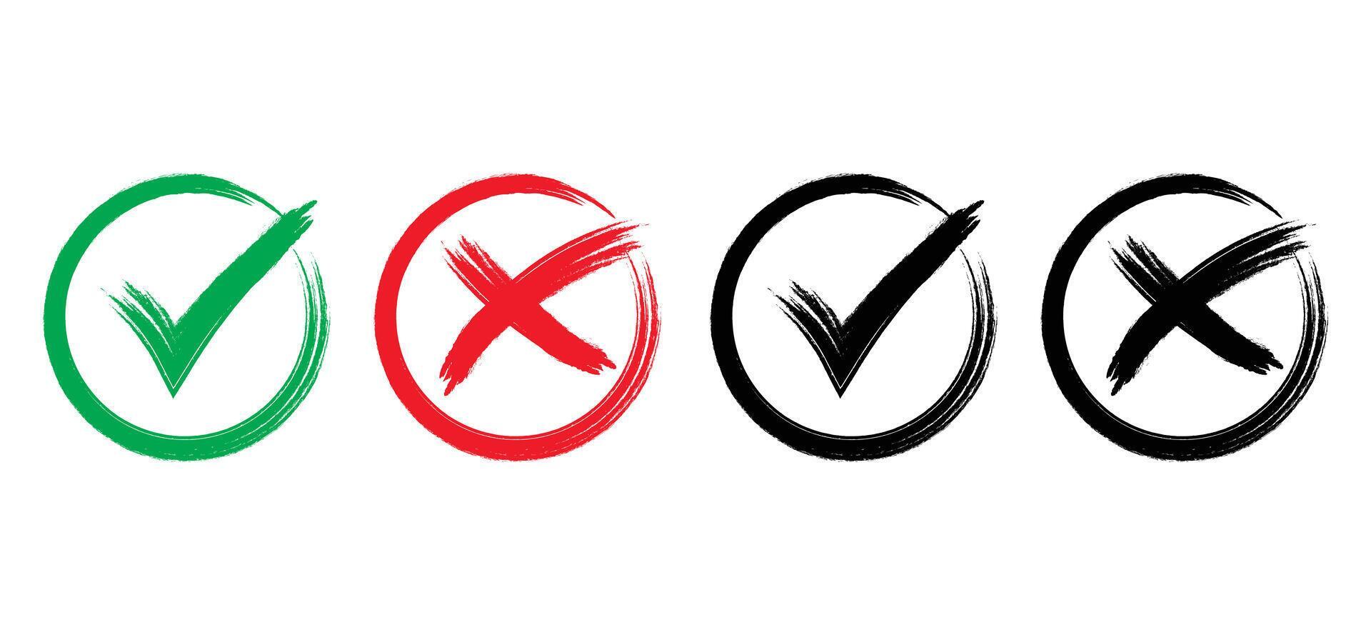 Check mark and X mark icon with brush texture. Check mark and x mark ... Check mark and X mark icon with brush texture. Check mark and x mark ...