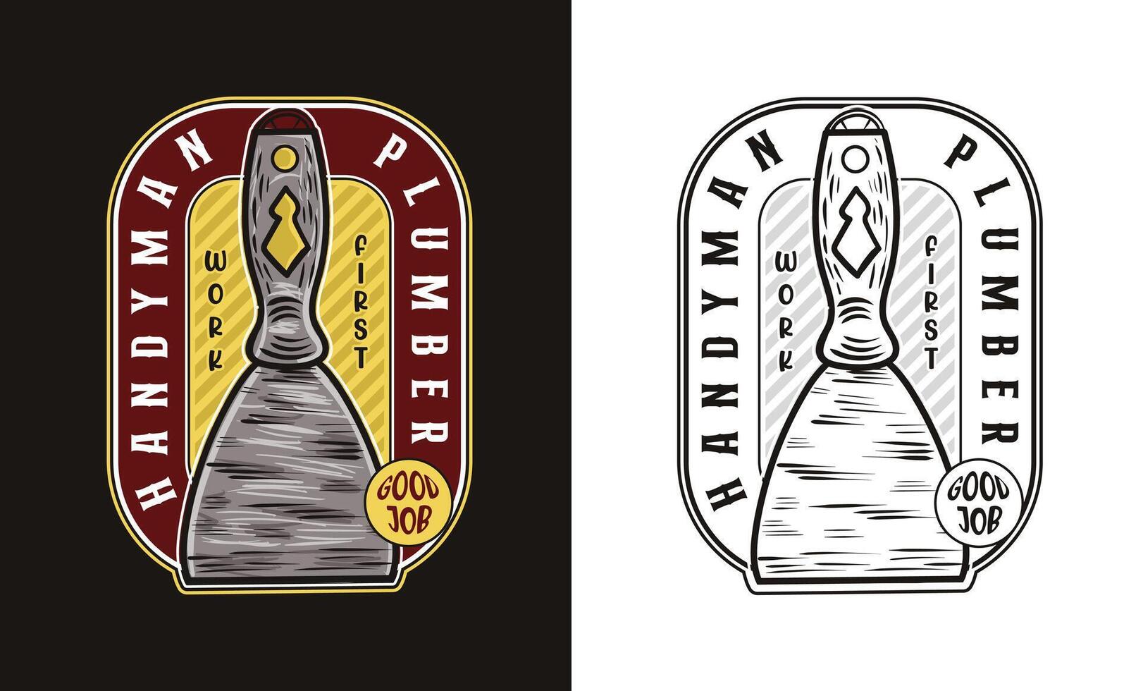 Handyman Plumber vintage monochrome badge with inscriptions and pliers ...