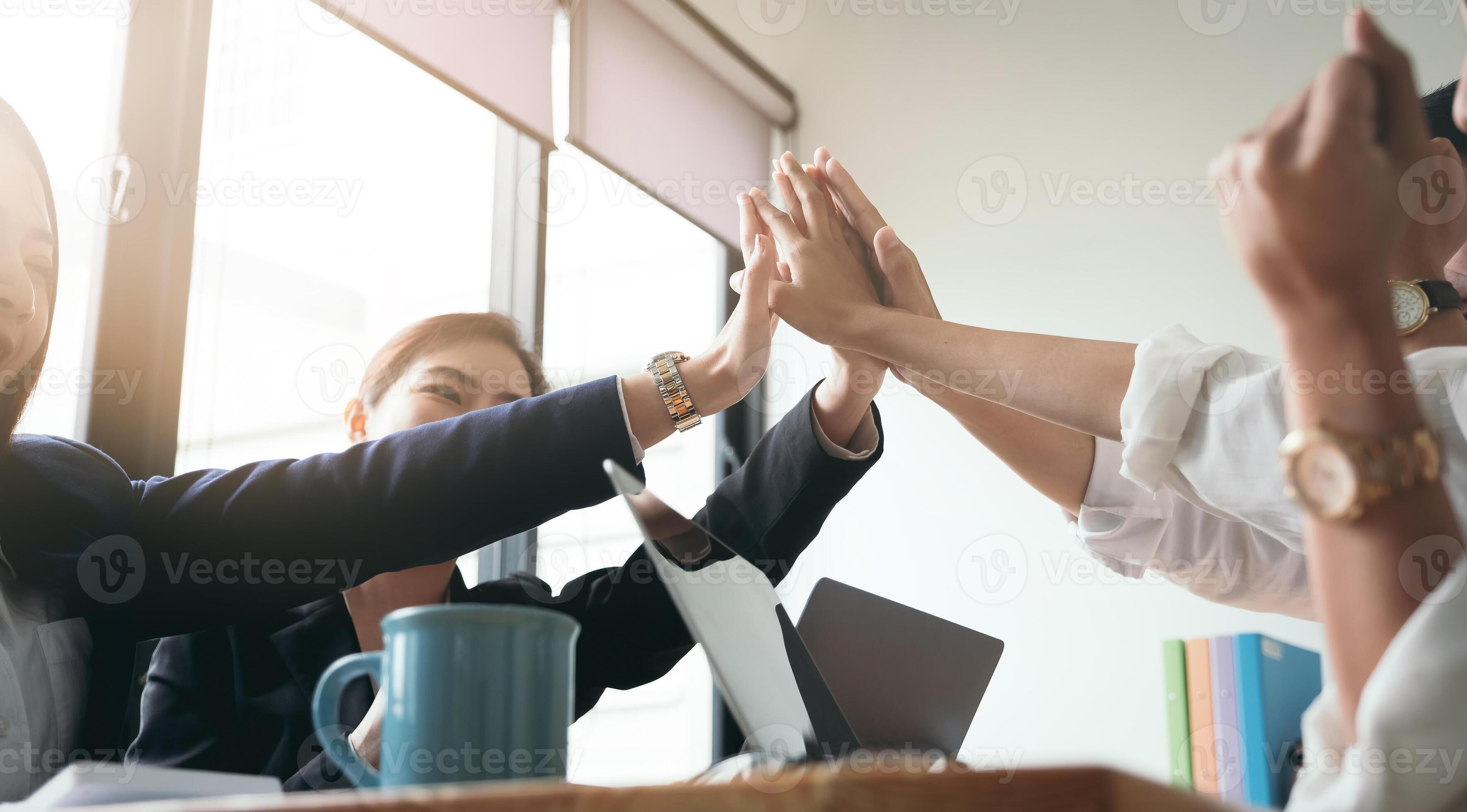 Successful entrepreneurs, Business colleagues celebrating successful at ... Successful entrepreneurs, Business colleagues celebrating successful at ...