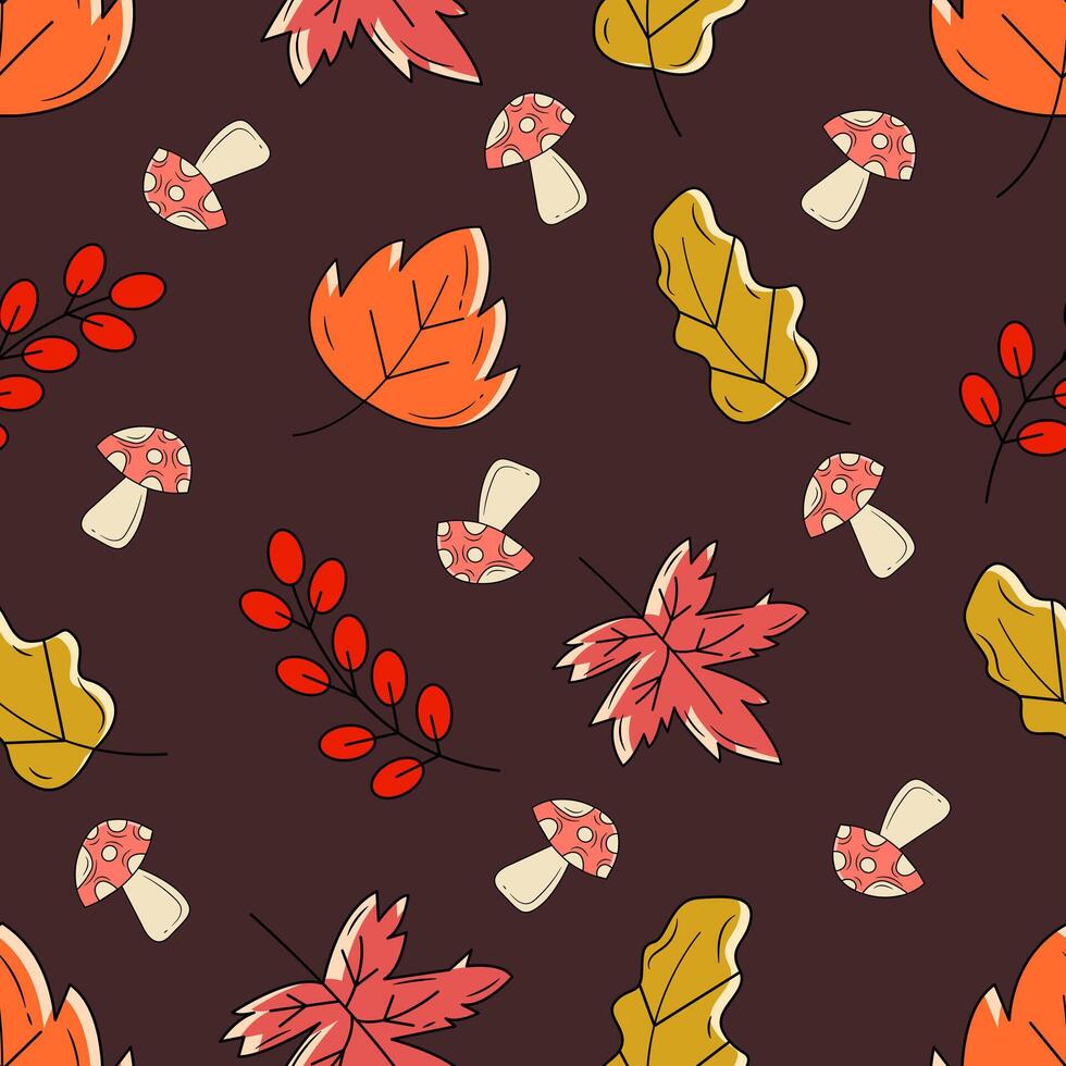 Autumn Leaf seamless pattern in flat design style 46417052 Vector Art ...