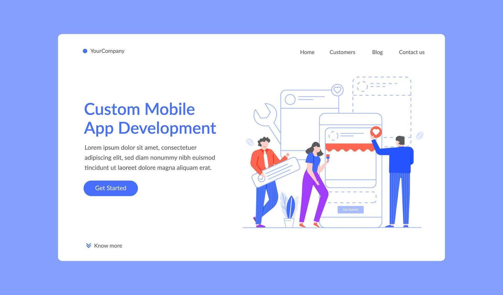Custom mobile app development landing web site 46419016 Vector Art at ...