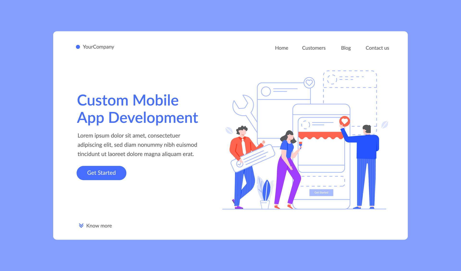 Custom mobile app development landing web site 46419016 Vector Art at ...