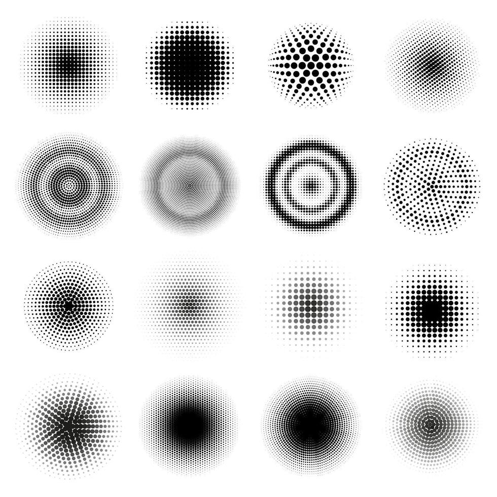 Halftone Round Patterns Circle Dots Gradient Frames Dotted Texture Halftone Texture Abstract