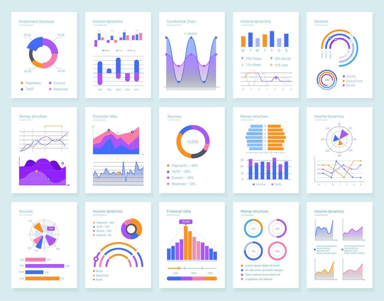 Modern infographic templates set for business analysis. Financial ...