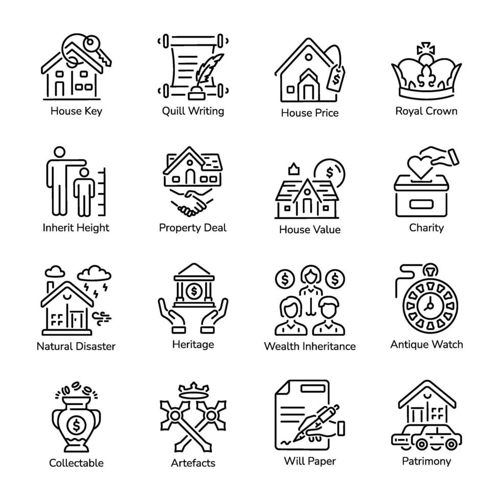 Bundle of Inheritance Linear Icons 46420979 Vector Art at Vecteezy