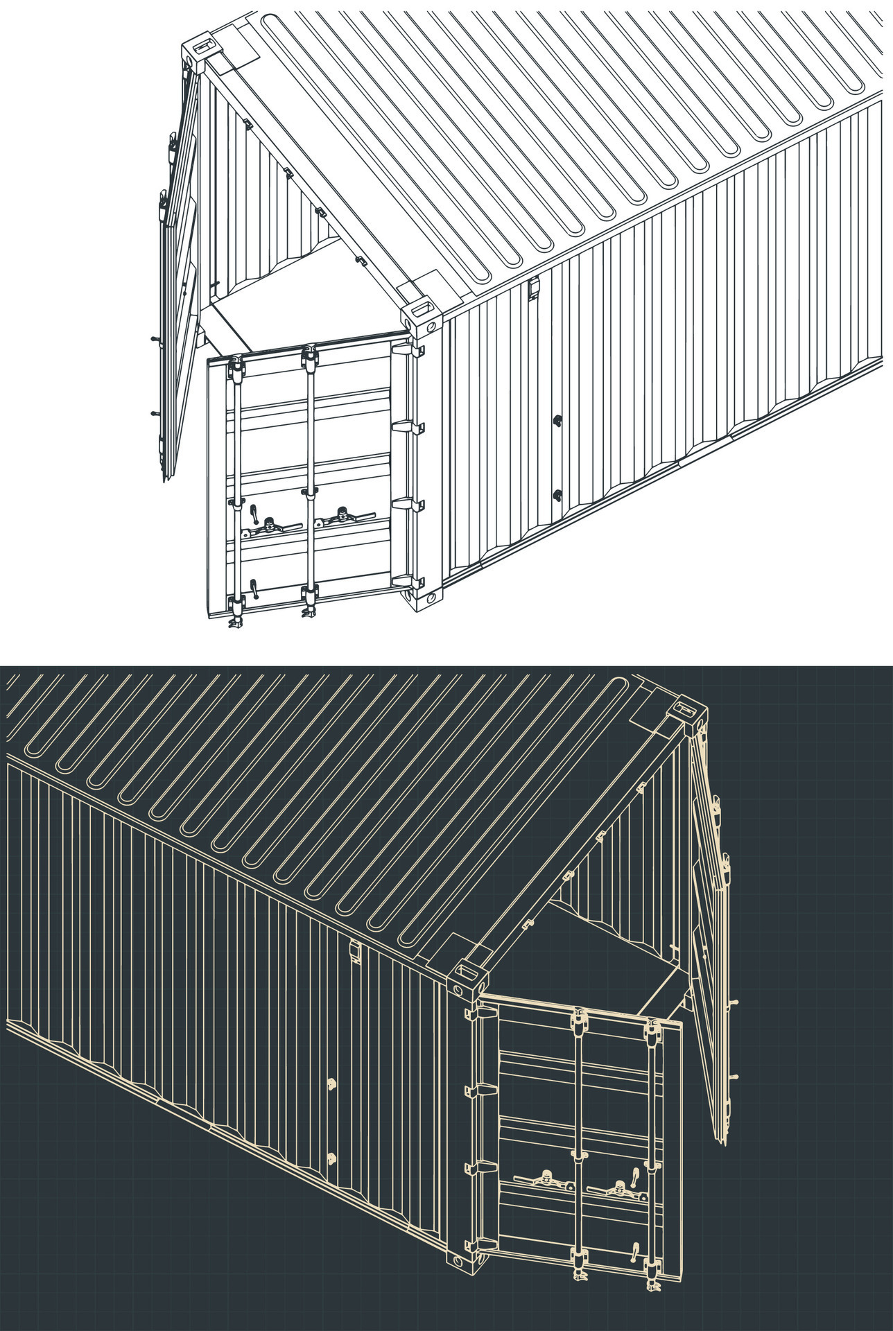 Cargo container close-up isometric blueprints 46421371 Vector Art at ... Cargo container close-up isometric blueprints 46421371 Vector Art at ...
