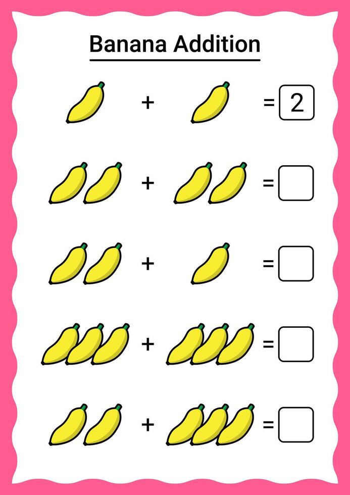 Banana Addition Worksheet for Kids 46424973 Vector Art at Vecteezy
