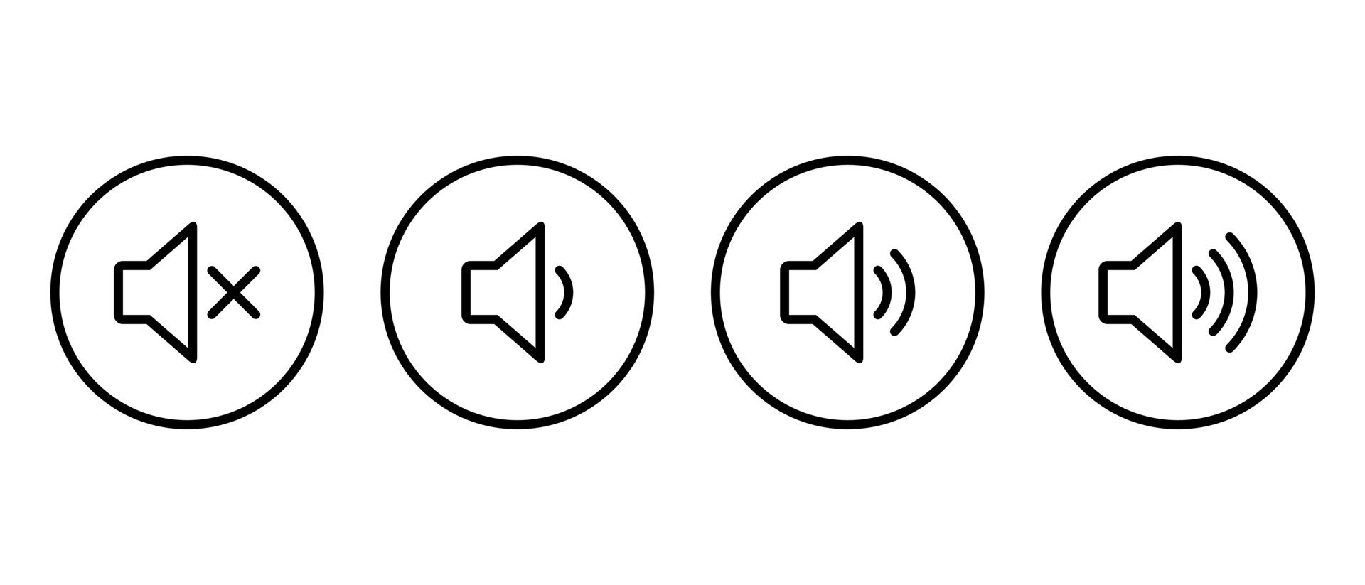 Speaker volume icon set on circle line. Level sound button 46425453 ...