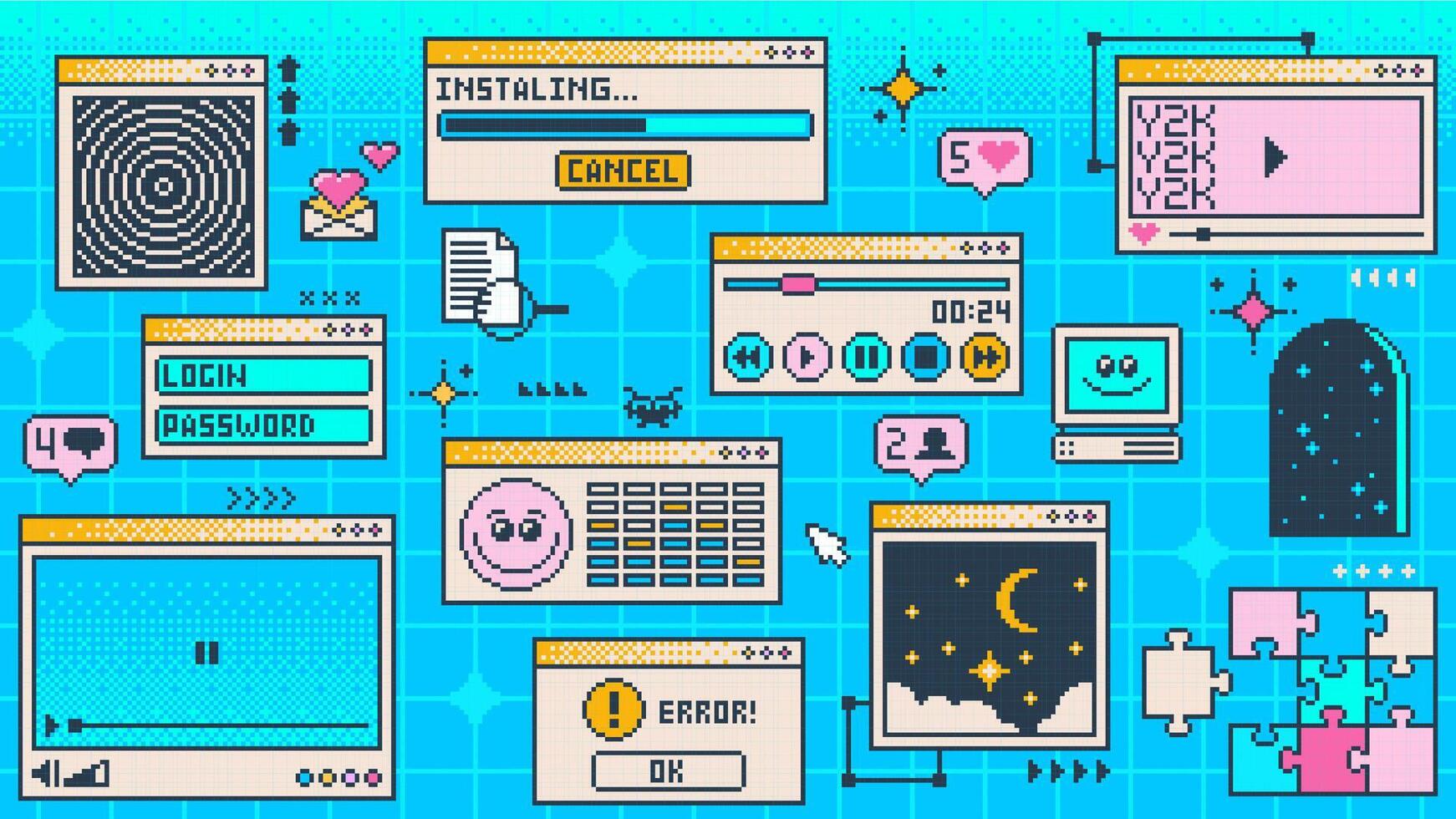 Retro y2k page, computer window interface, 46427826 Vector Art at Vecteezy