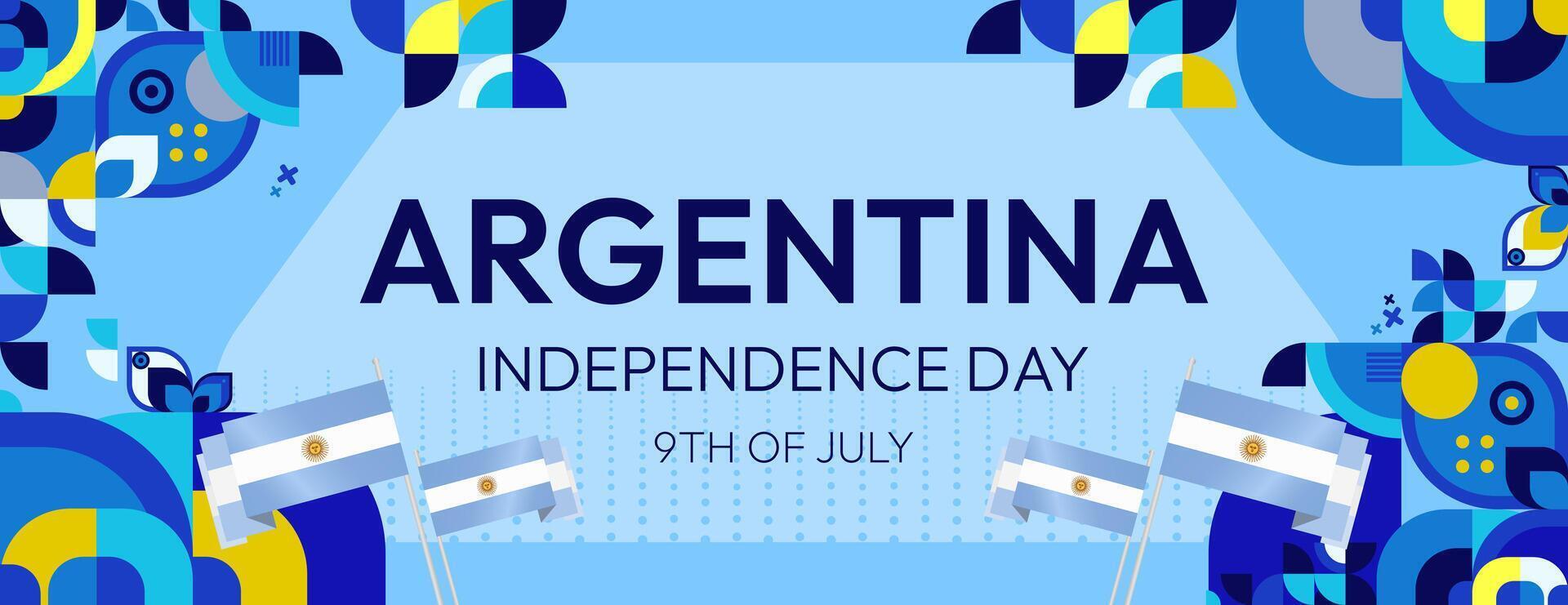 Argentina Independence Day Banner In Modern Geometric Style Wide Banner With Typography And