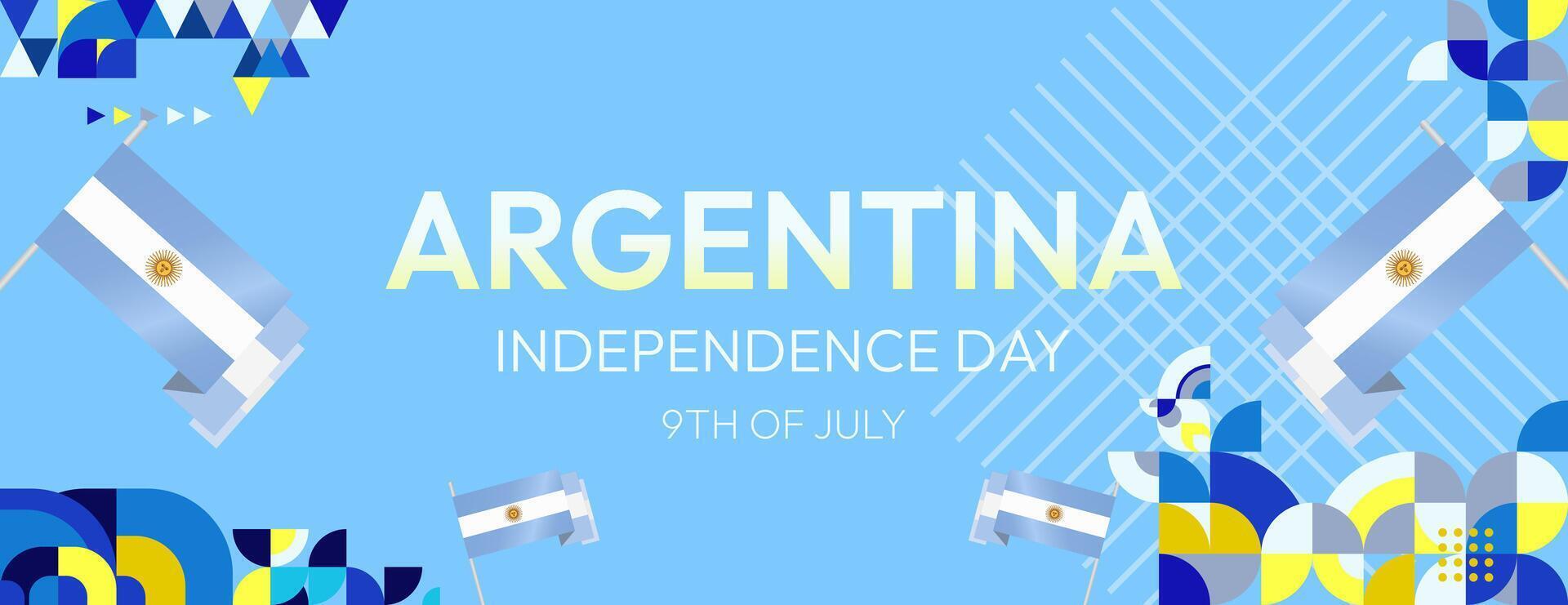 Argentina Independence Day Banner In Modern Geometric Style Wide Banner With Typography And