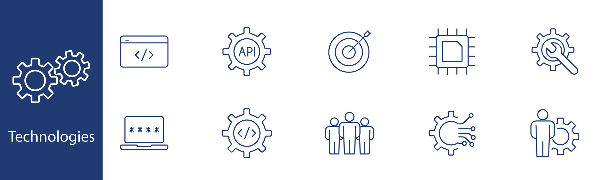 Technologies Set Icon Coding Api Target Chip Settings Team Cybersecurity Circuit