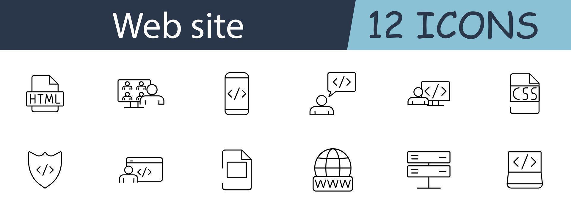 Website Set Icon Html Group Coding Shield Globe Server Mobile Web Development