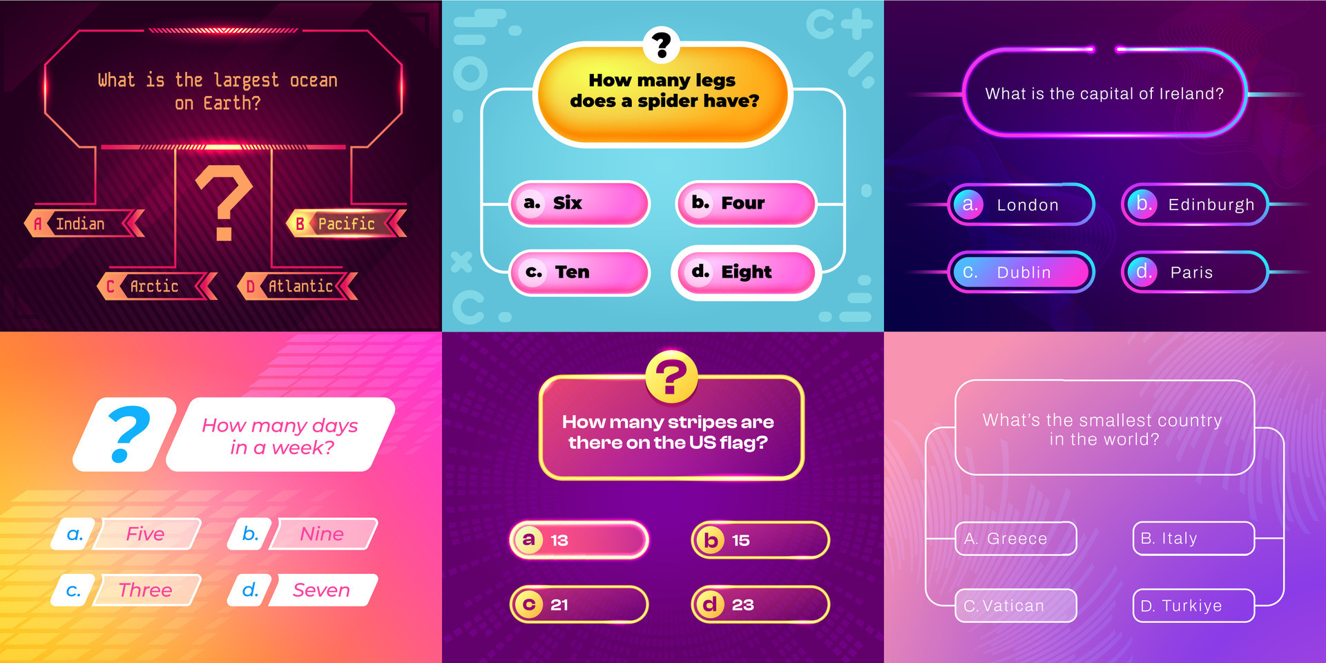 Trivia game ui. Question and answer template for quiz show, multiple ...