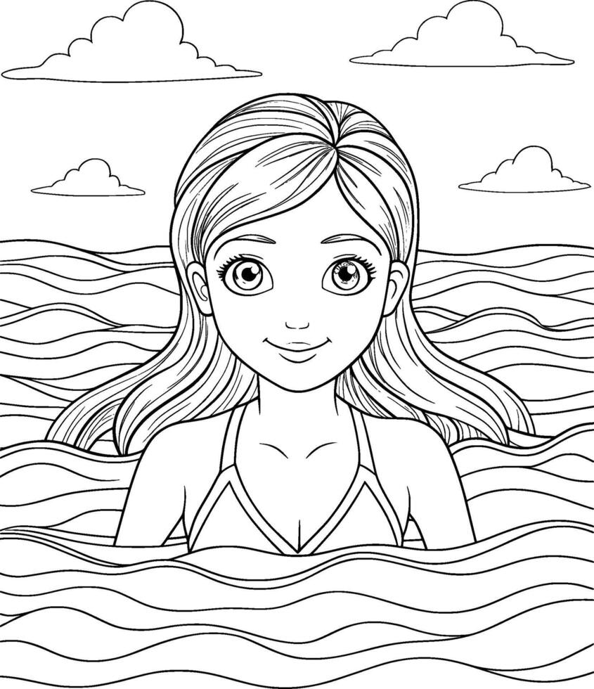 Girls Swimming Coloring Pages [2025]