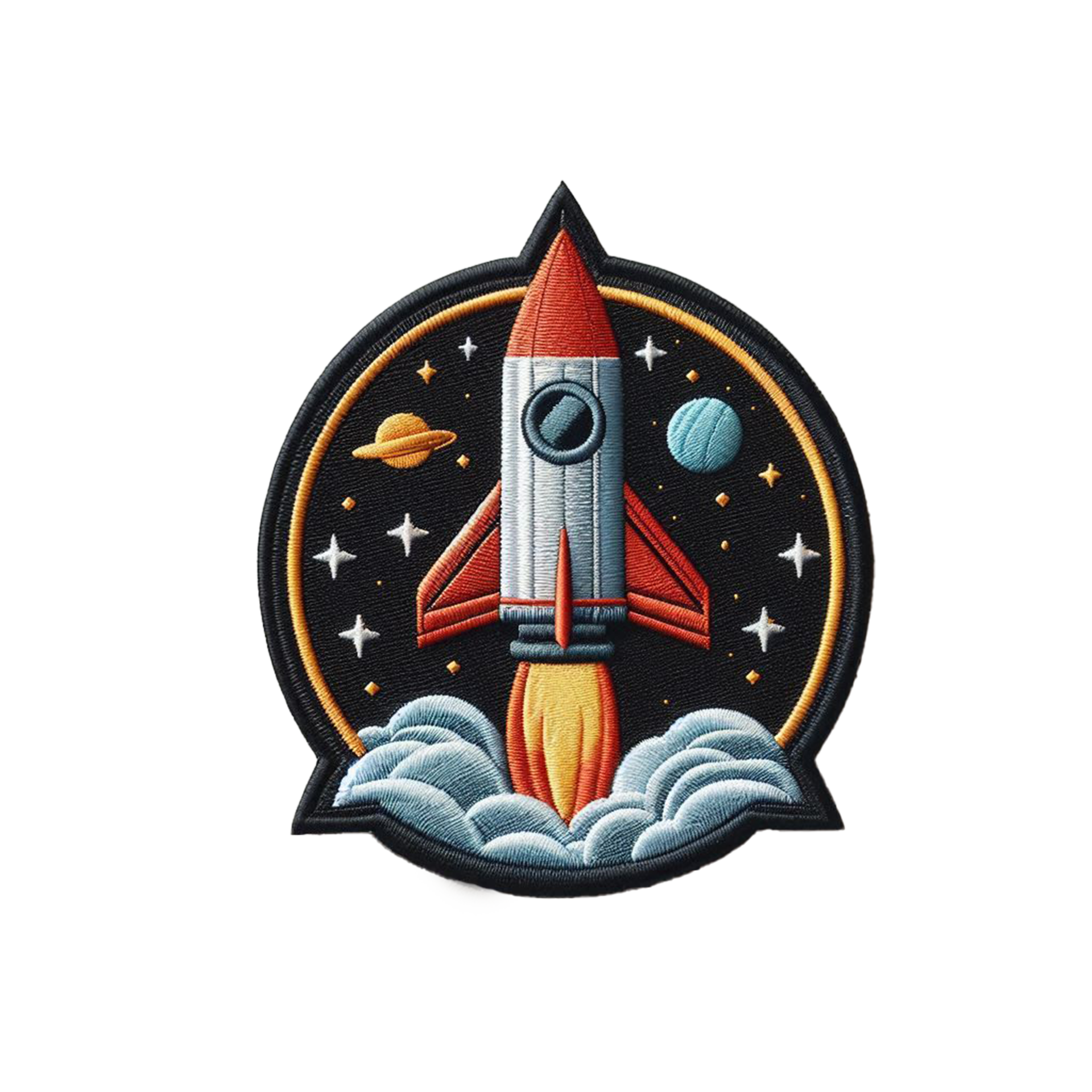 embroidered take off rocket patch badge with isolated background ... embroidered take off rocket patch badge with isolated background ...