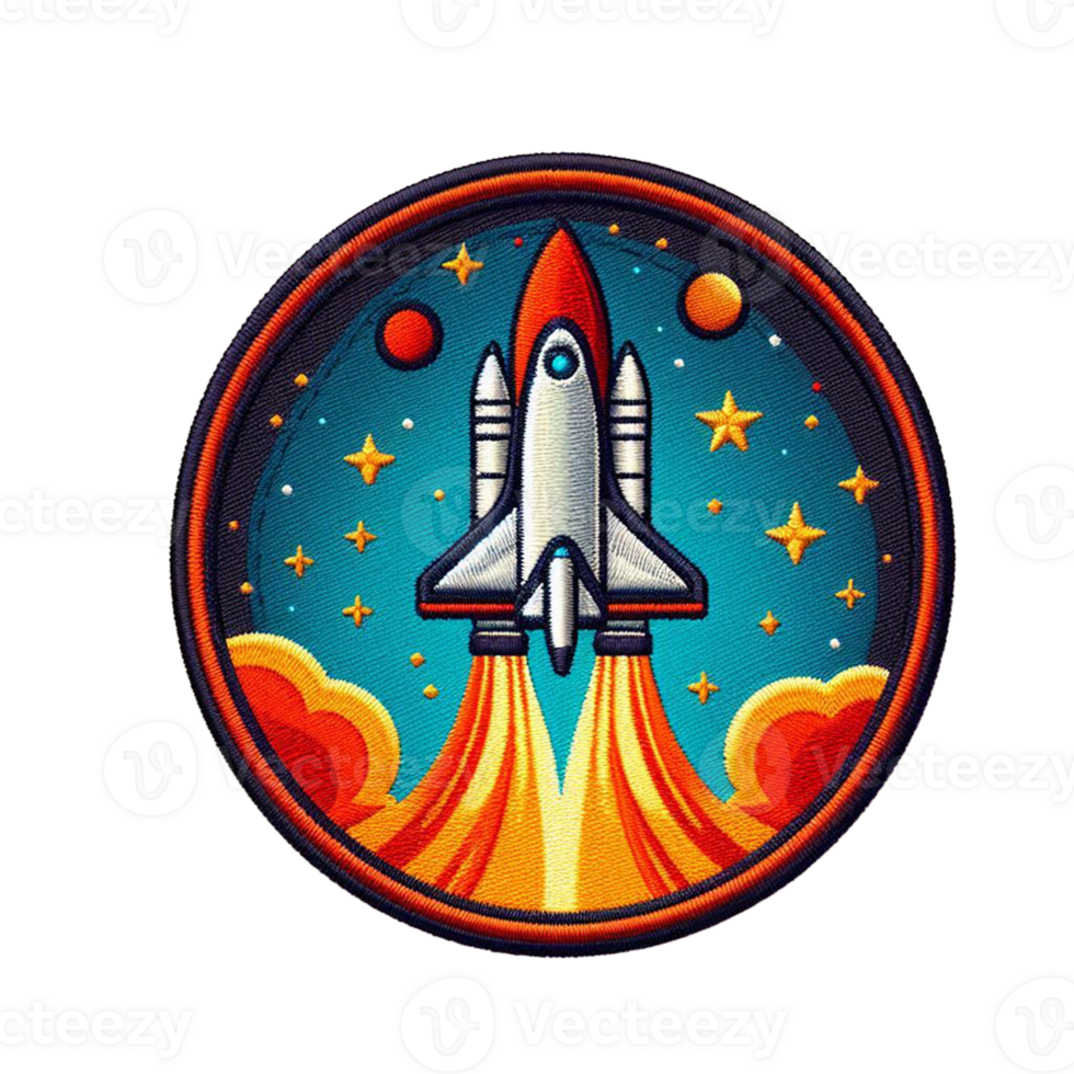 embroidered take off rocket patch badge with isolated background ... embroidered take off rocket patch badge with isolated background ...