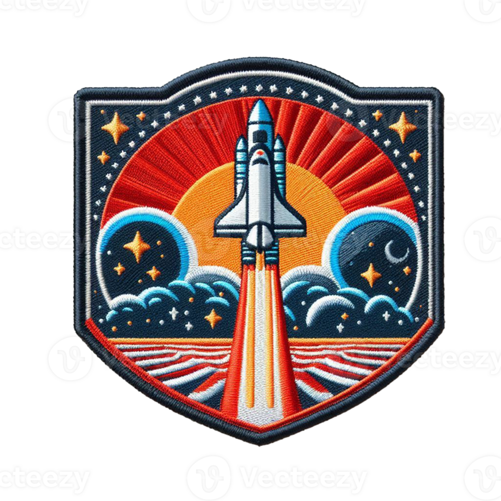 embroidered take off rocket patch badge with isolated background ... embroidered take off rocket patch badge with isolated background ...