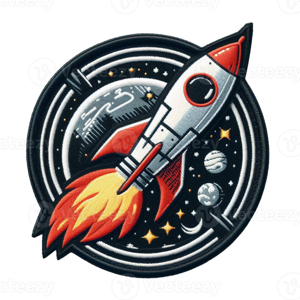 embroidered take off rocket patch badge with isolated background ... embroidered take off rocket patch badge with isolated background ...