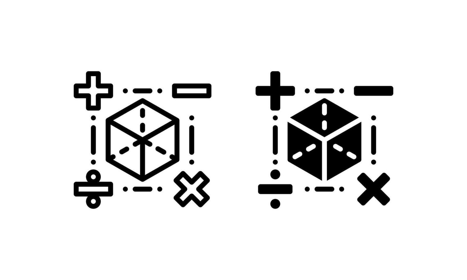 Mathematics icons, represented by plus, minus, multiply, divide and ...