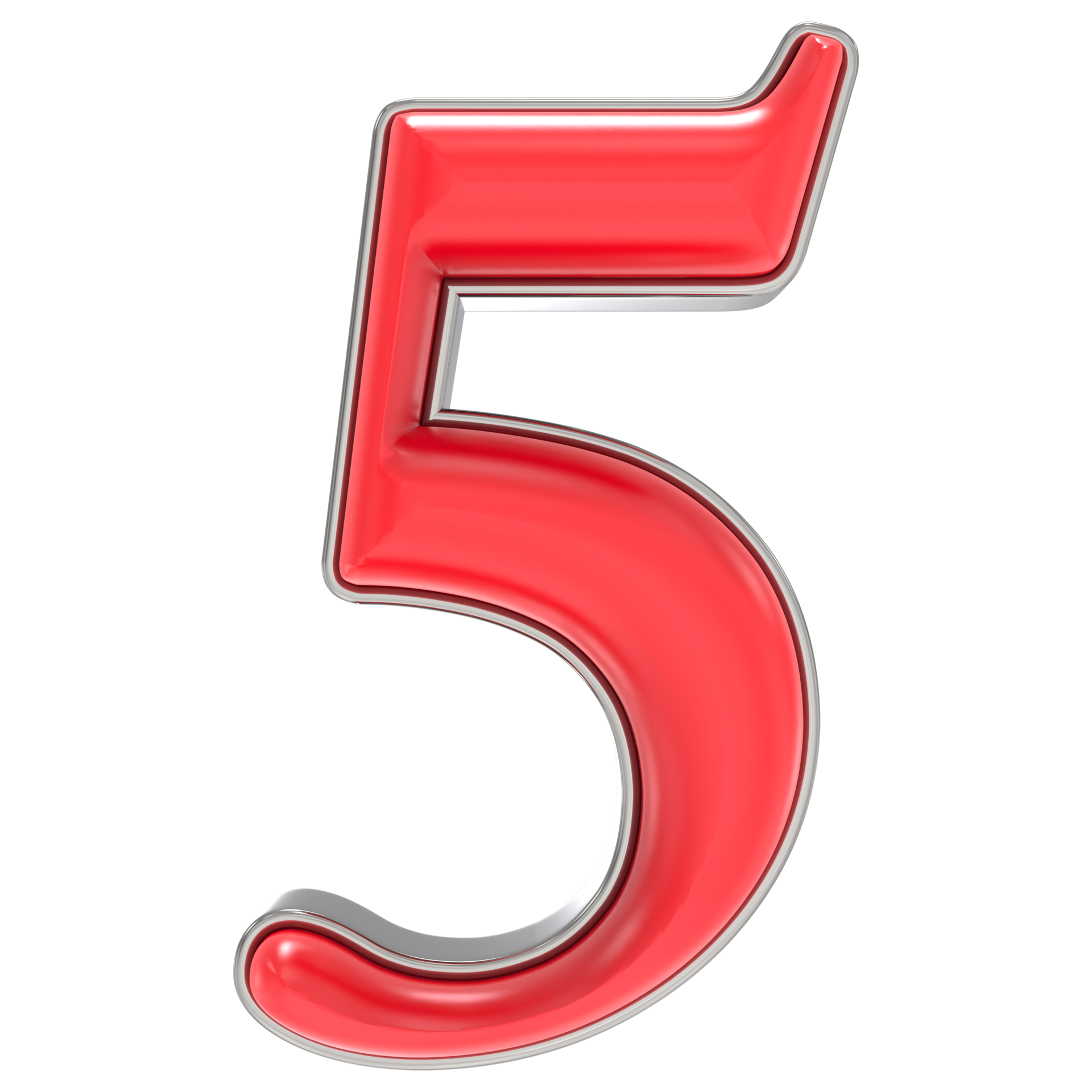 Number 5 Red 3D Rendering 46439612 PNG