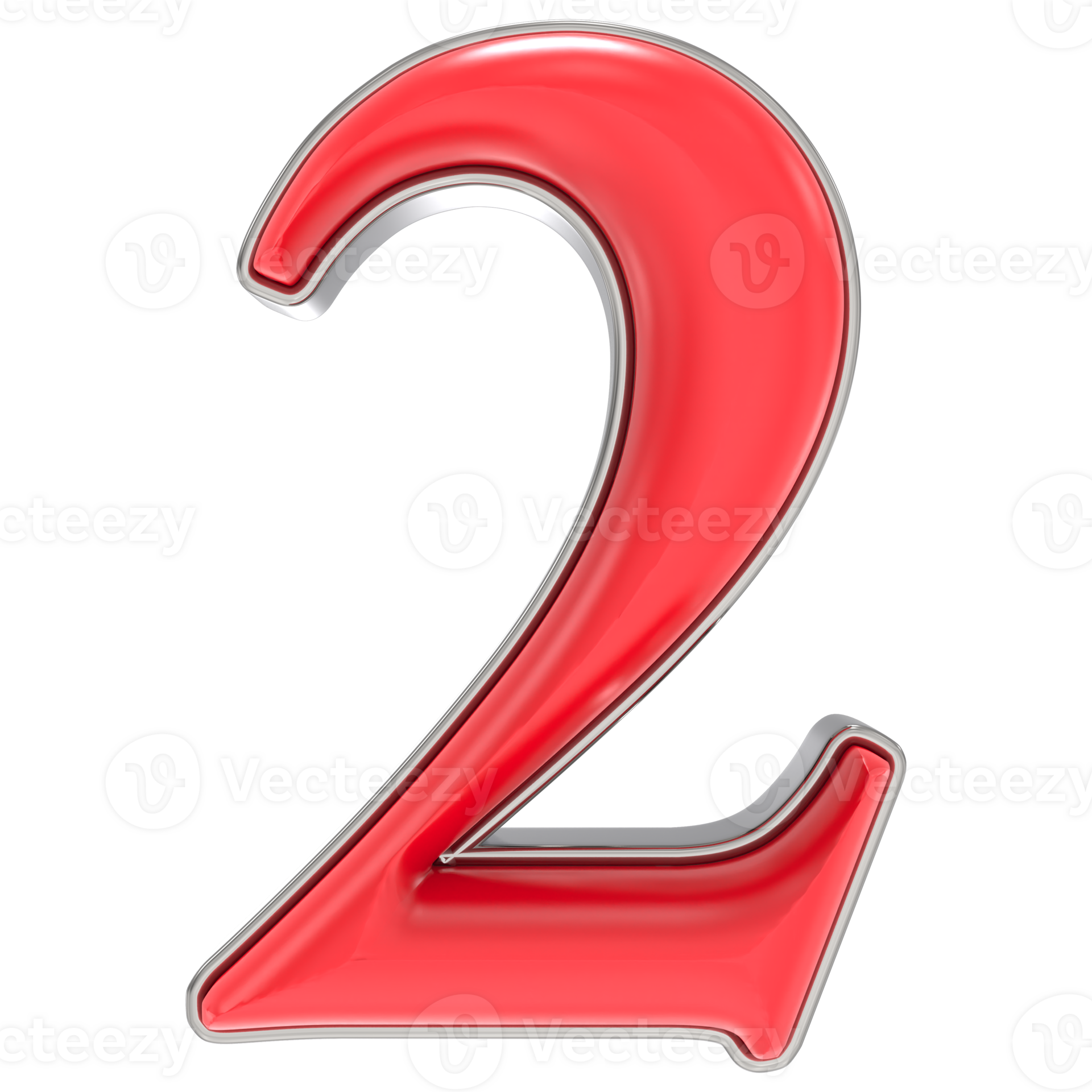 Number 2 Red 3D Rendering 46439667 PNG