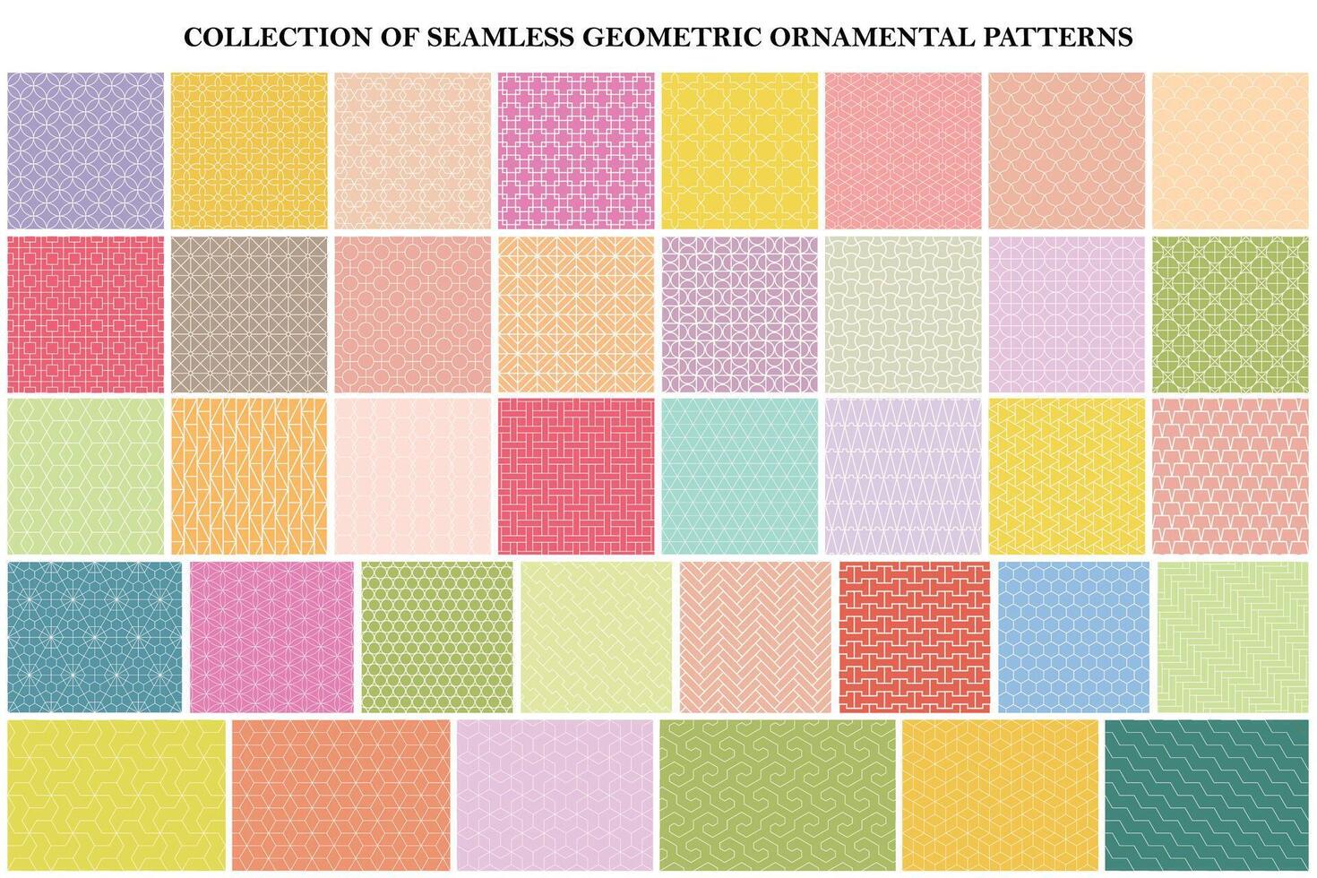 Big Bundle Of Color Geometric Seamless Patterns Ornamental Symmetric Design Collection Of
